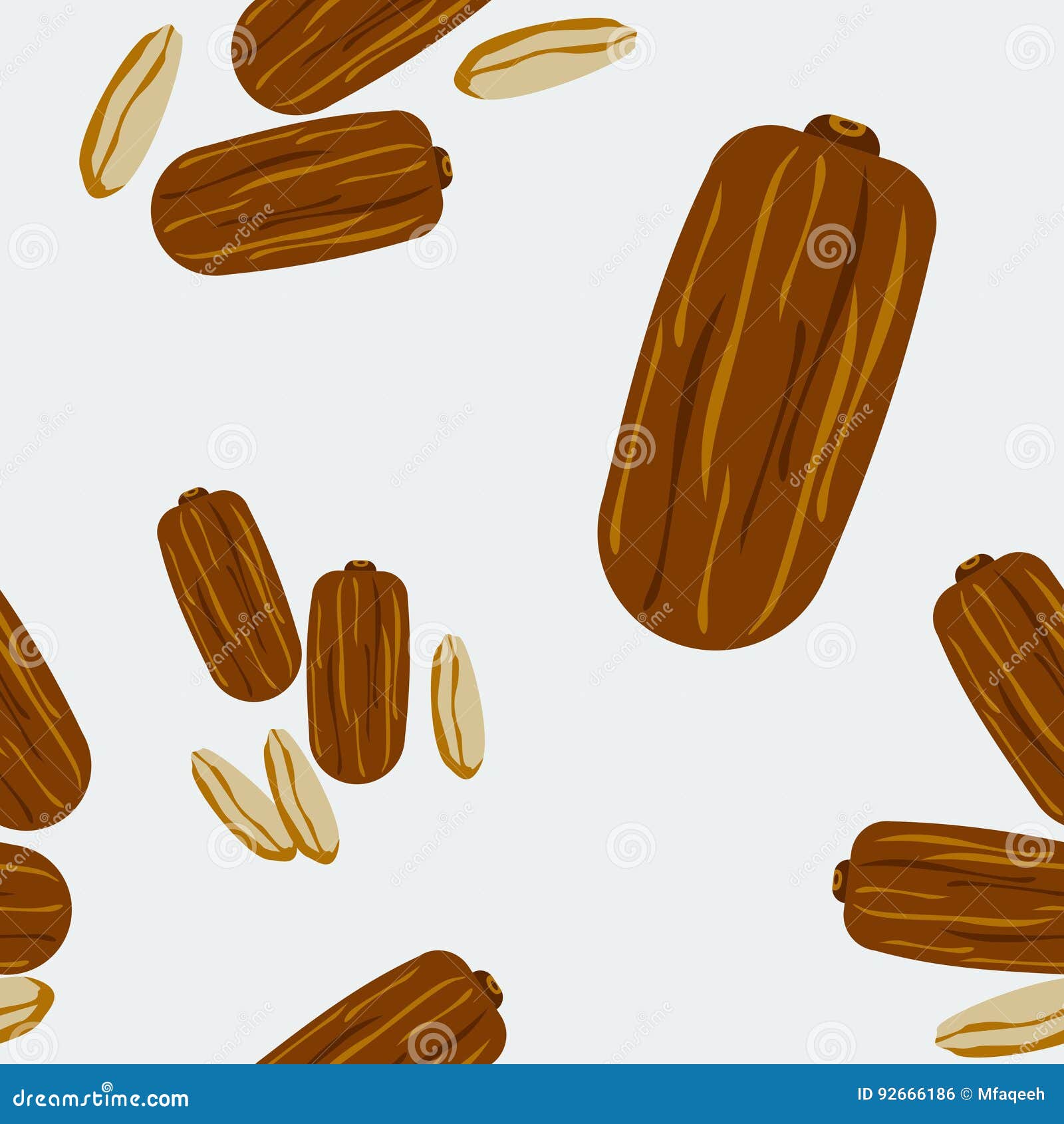 Dates Fruit with Seeds Vector Illustration Seamless Pattern Stock ...