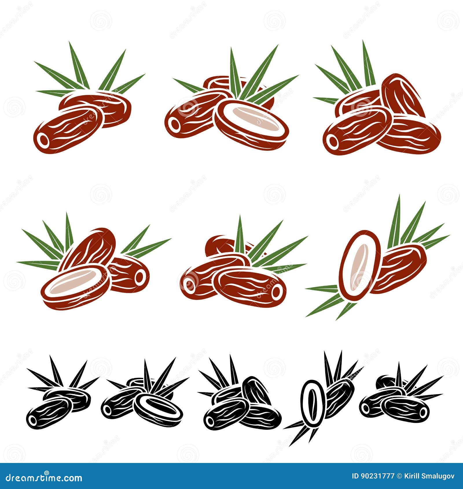 Dates fruit set. Vector stock vector. Illustration of saudi - 90231777
