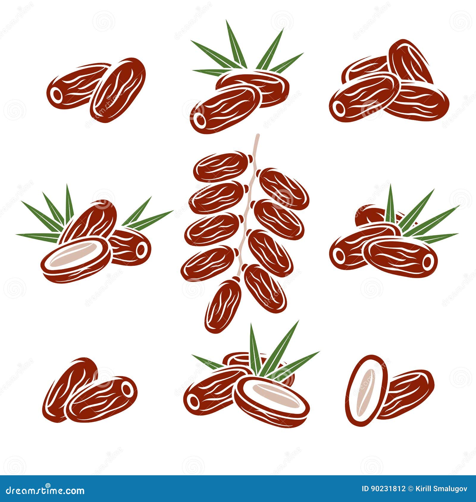 Dates fruit set. Vector stock vector. Illustration of healthy - 90231812