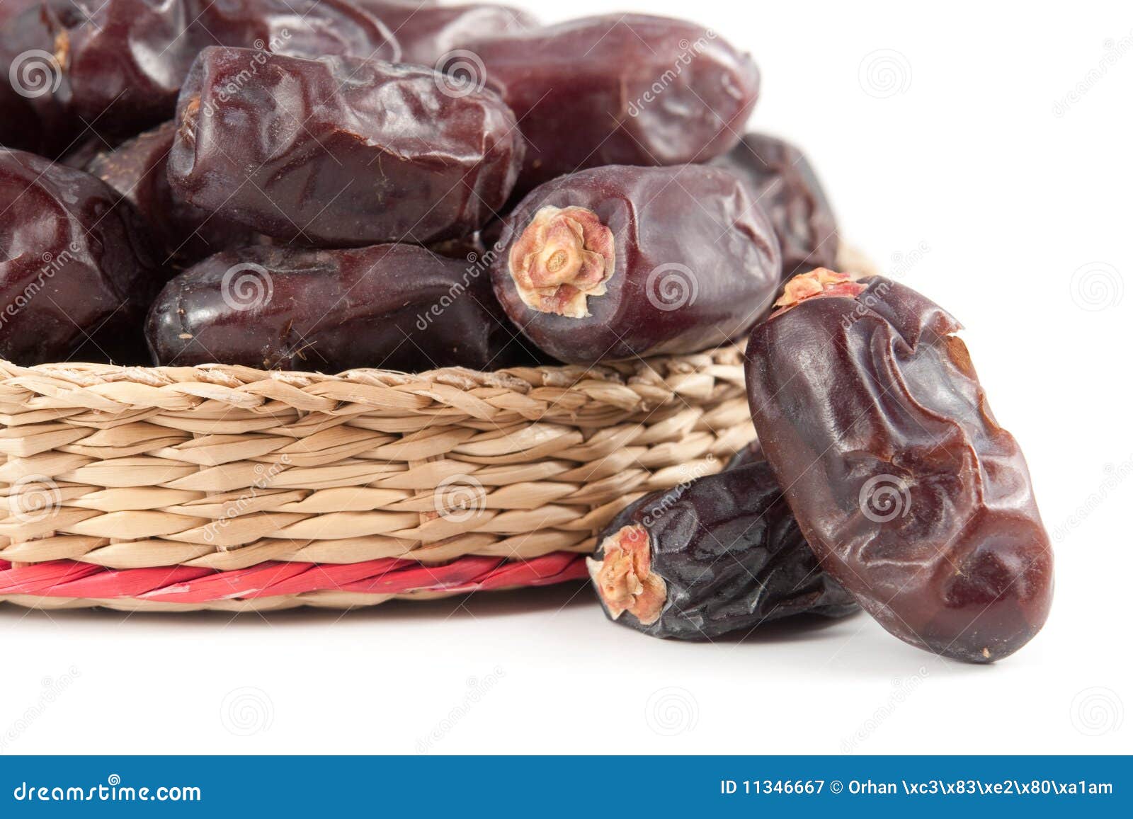 Dates Fruits in Wicker Basket - Isolated Stock Image - Image of dieting ...