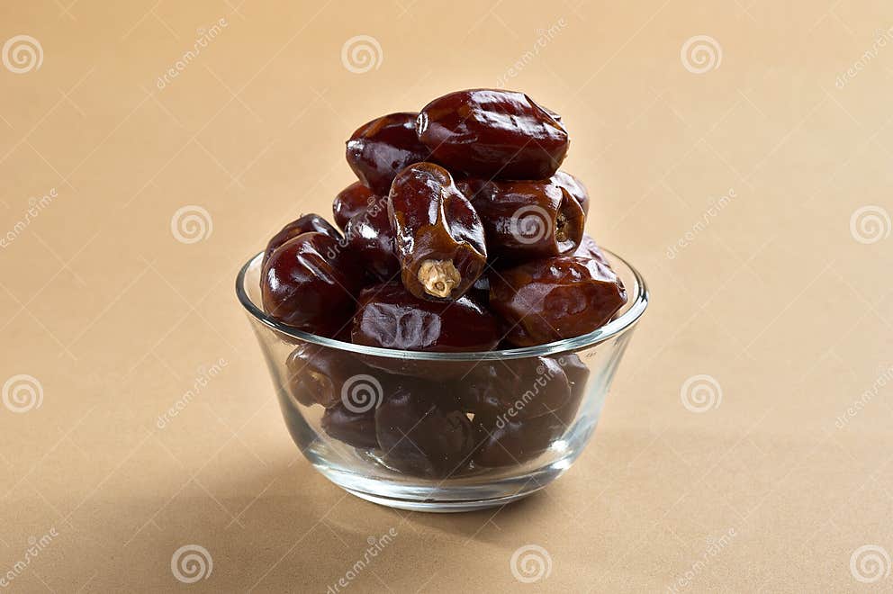 Dates in Glass Bowl. Dries Dates Fruit Stock Image - Image of group ...