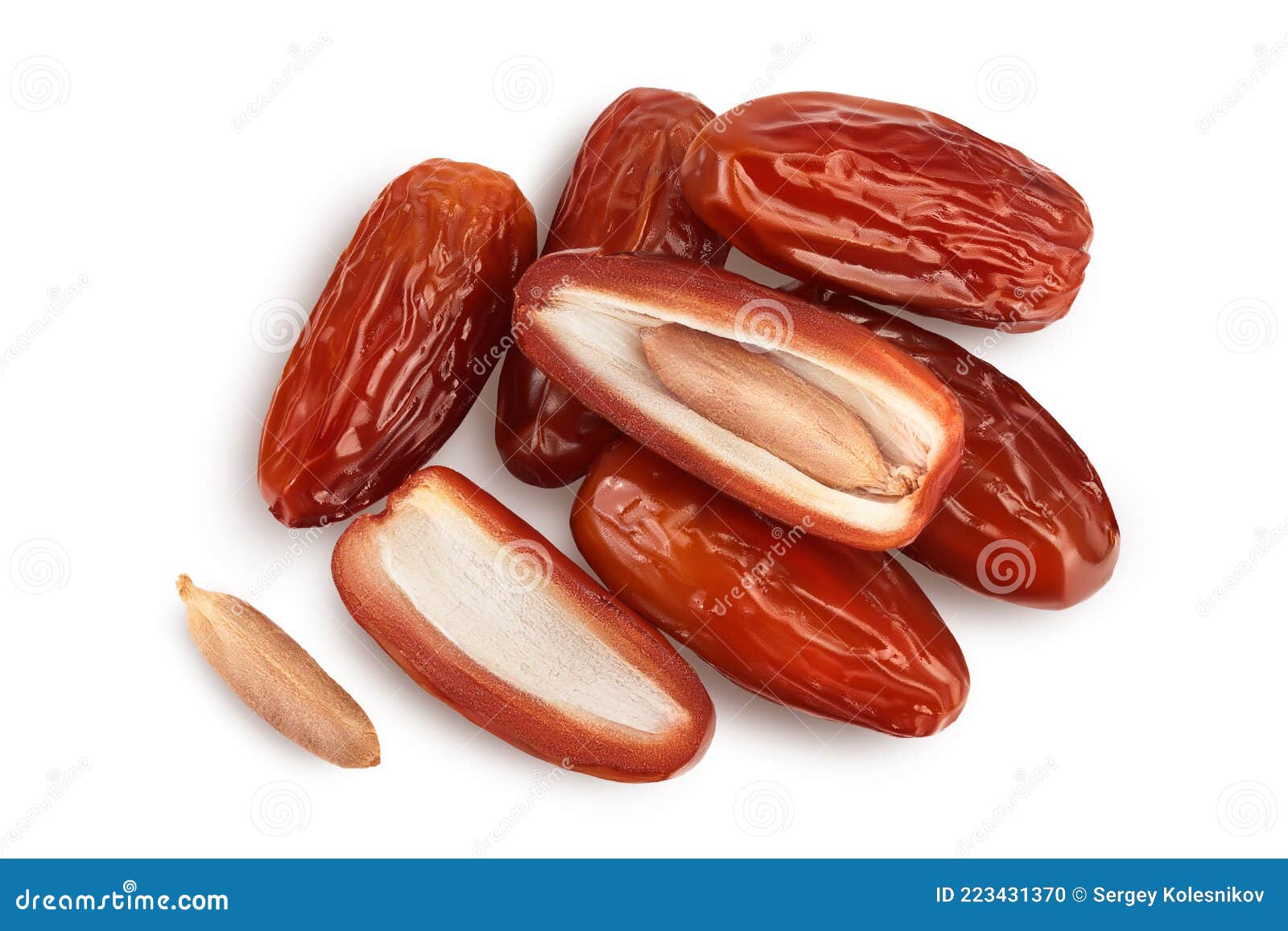 Dates Isolated on White Background with Clipping Path. Top View Stock ...