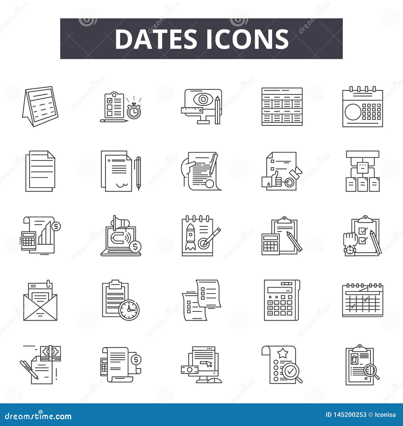 Dates Line Icons, Signs, Vector Set, Outline Illustration Concept Stock ...