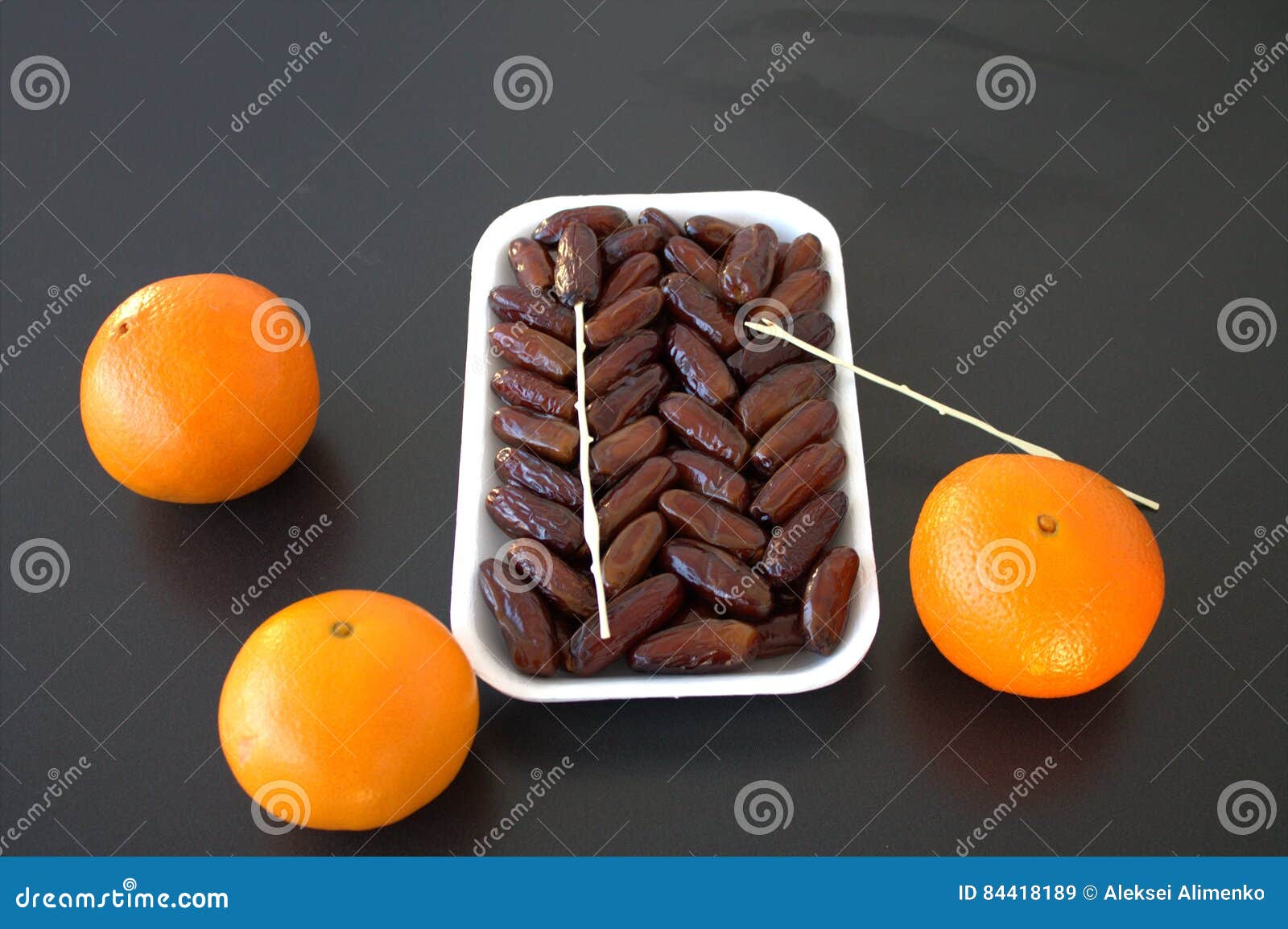 Dates Orange on Black Table Tropical Fruit Stock Image - Image of ...