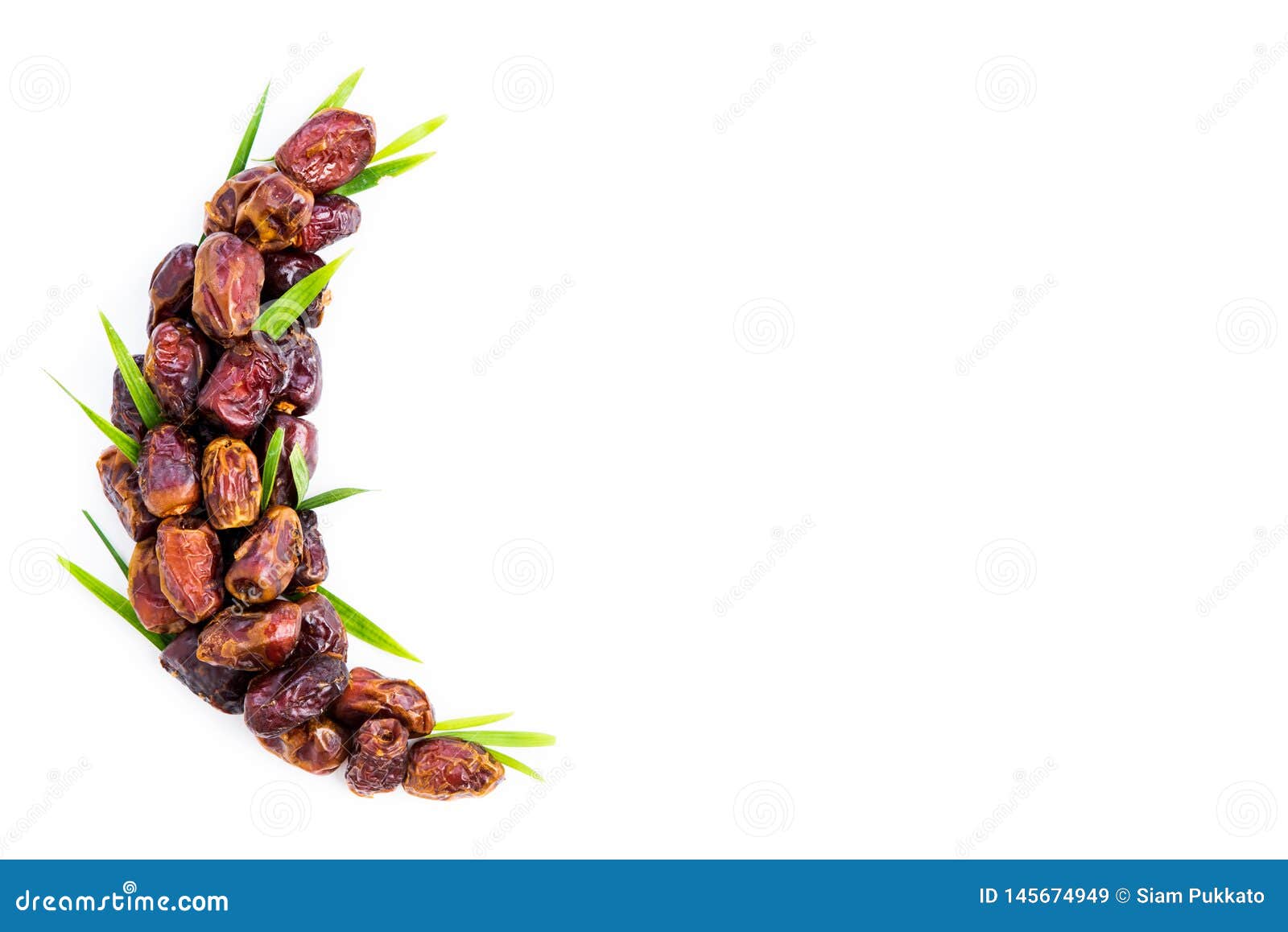Dates Palm Fruit Arranged in Shape of Crescent Moon. Ramadan Kareem ...
