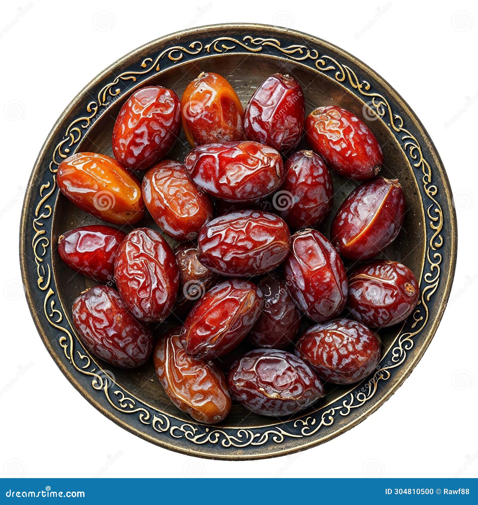 Dates in a Plate Isolated on White Transparent Background, Top View ...