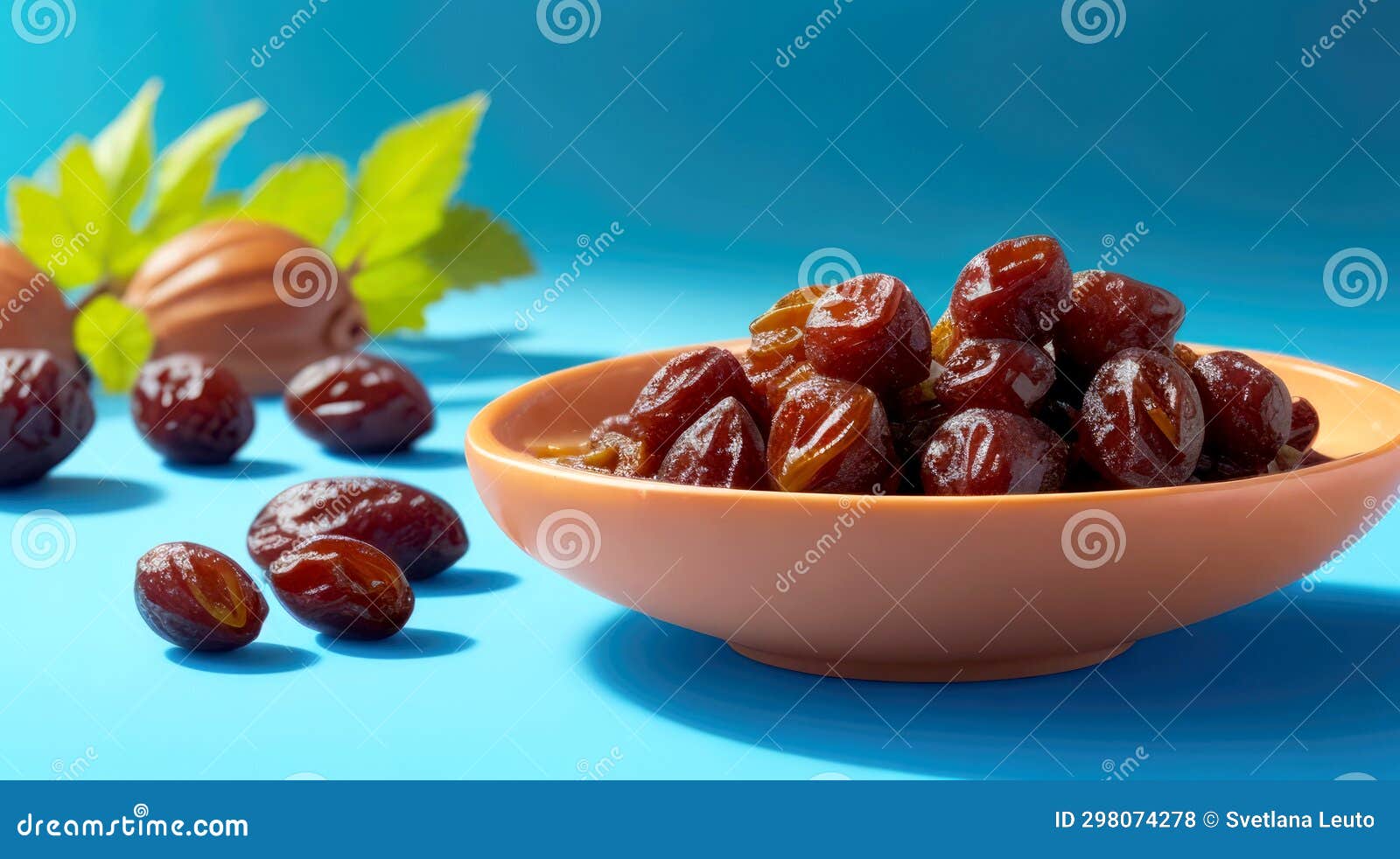 Dates in a Plate on the Table, Dried Fruits on a Bright Background ...