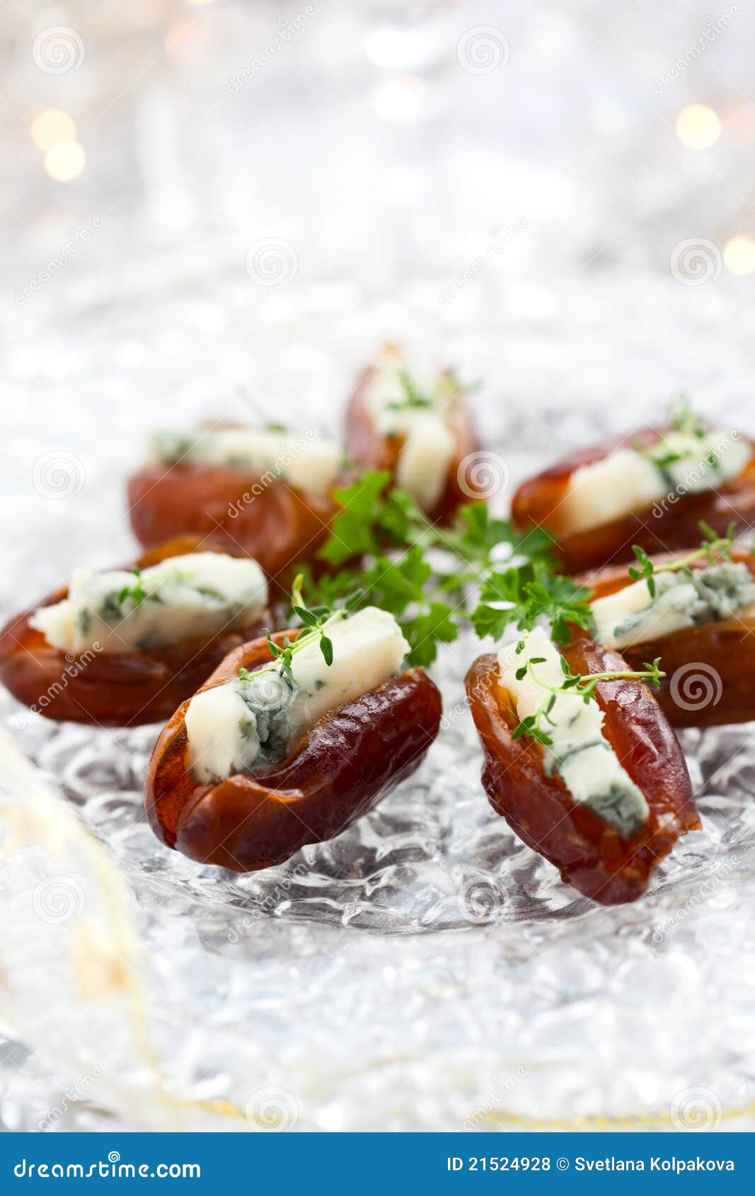 Dates Stuffed with Blue Cheese Stock Photo - Image of festive ...