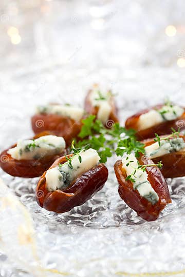 Dates Stuffed with Blue Cheese Stock Photo - Image of festive ...