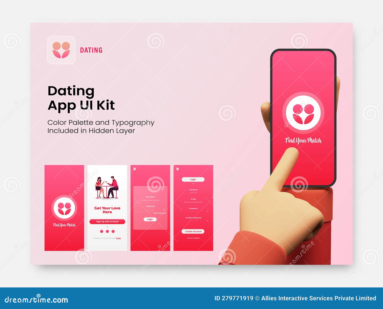 Dating App Ui Kit For Responsive Mobile Application Or Website With Multiple Gui Including Login