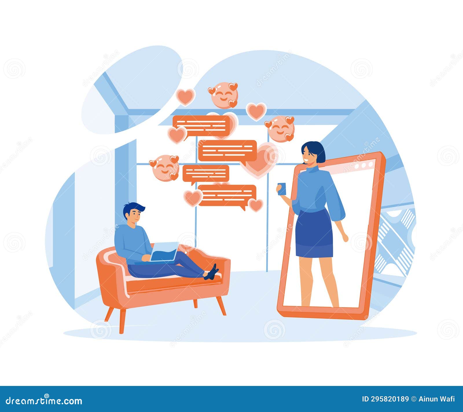 Virtual Relationship Isometric Flowchart Vector Illustration ...