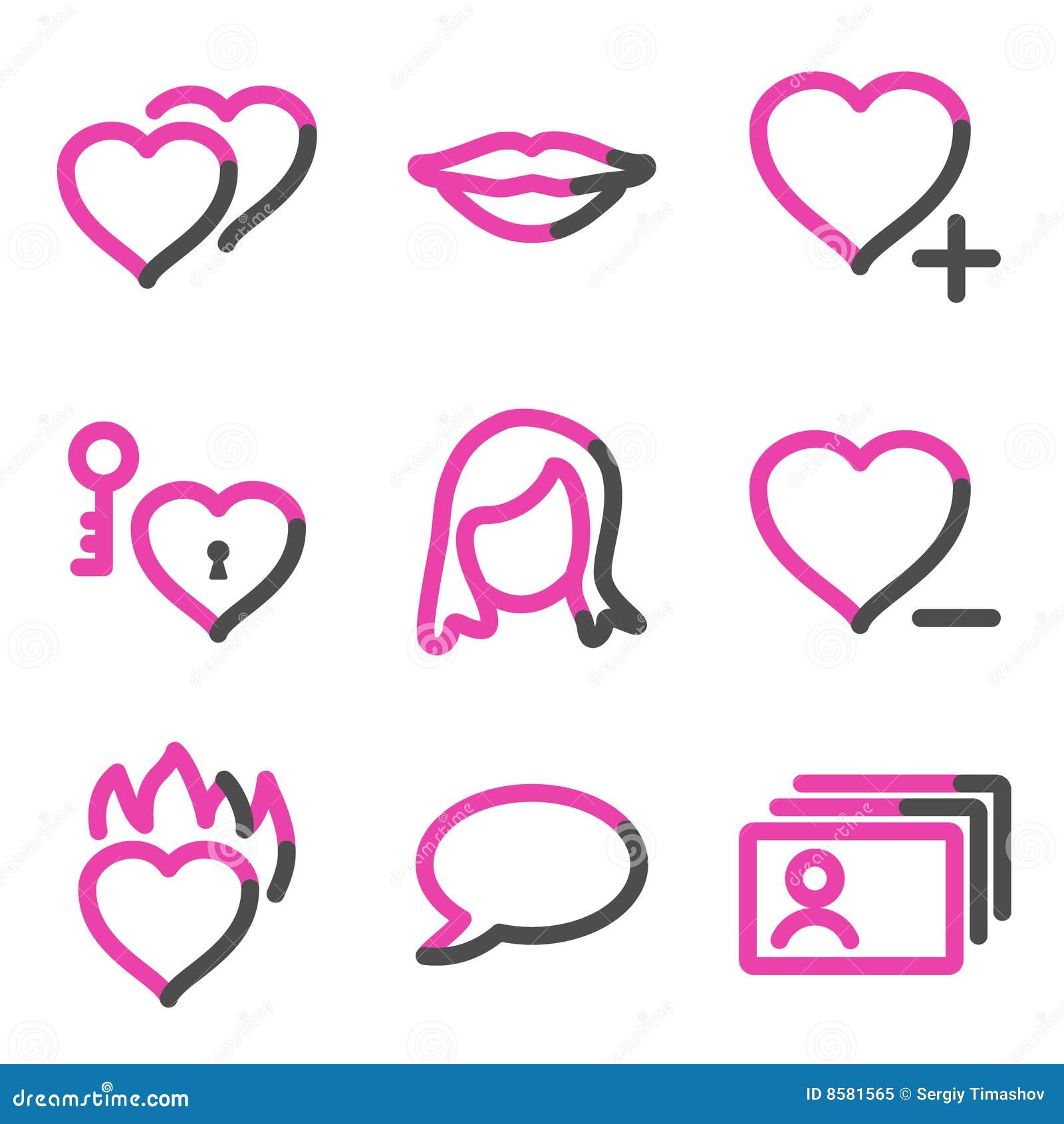 Dating Web Icons, Pink Contour Series Stock Illustration - Illustration ...