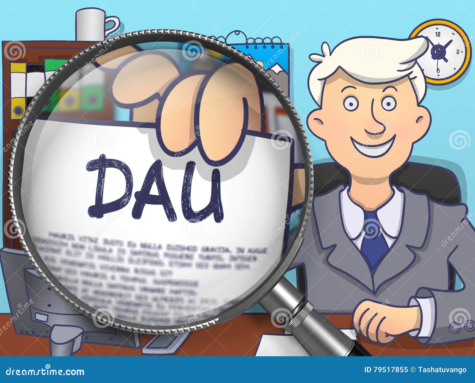 DAU Através Da Lupa Projeto Da Garatuja Ilustração Stock - Ilustração ...