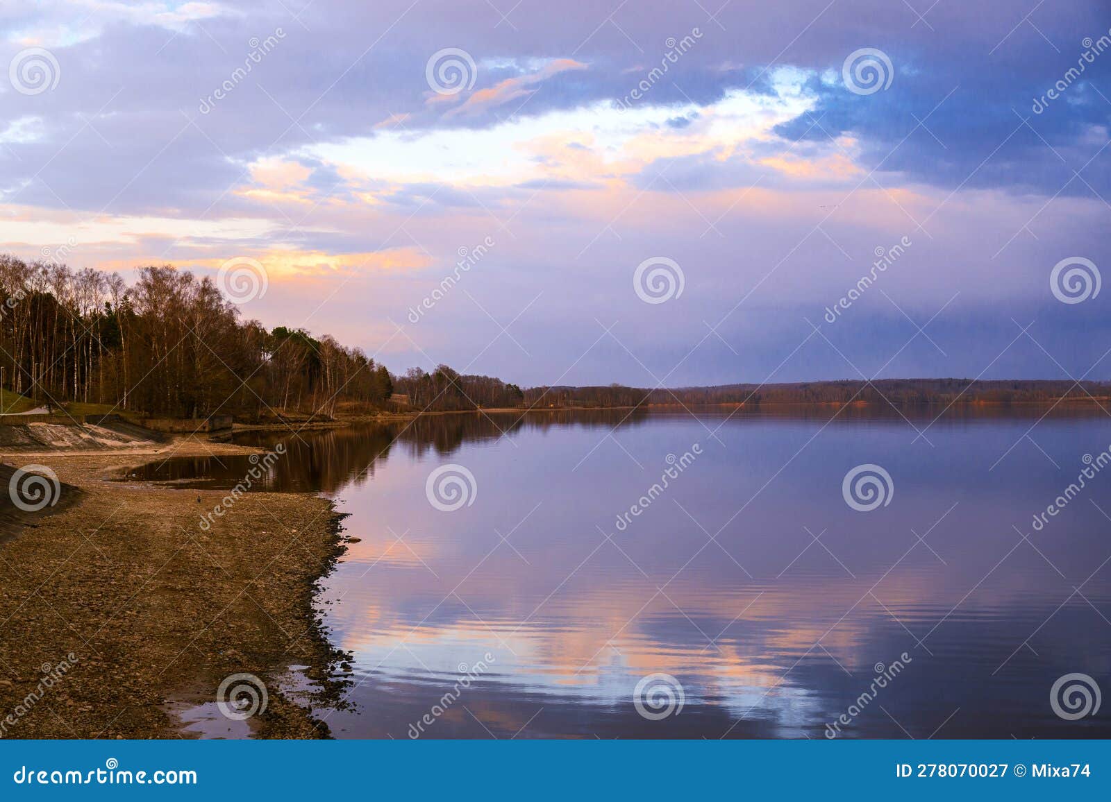 Daugava River and River Bank in Spring Evening 1 Stock Image - Image of ...