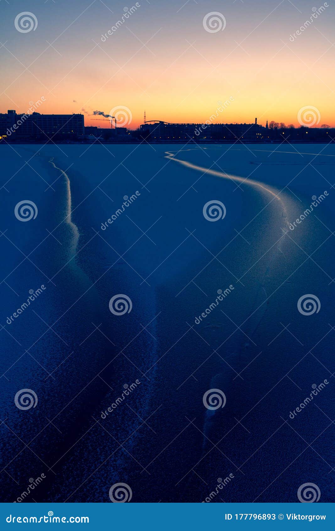 Daugava River in Riga in Ice at Sunset Stock Image - Image of center ...