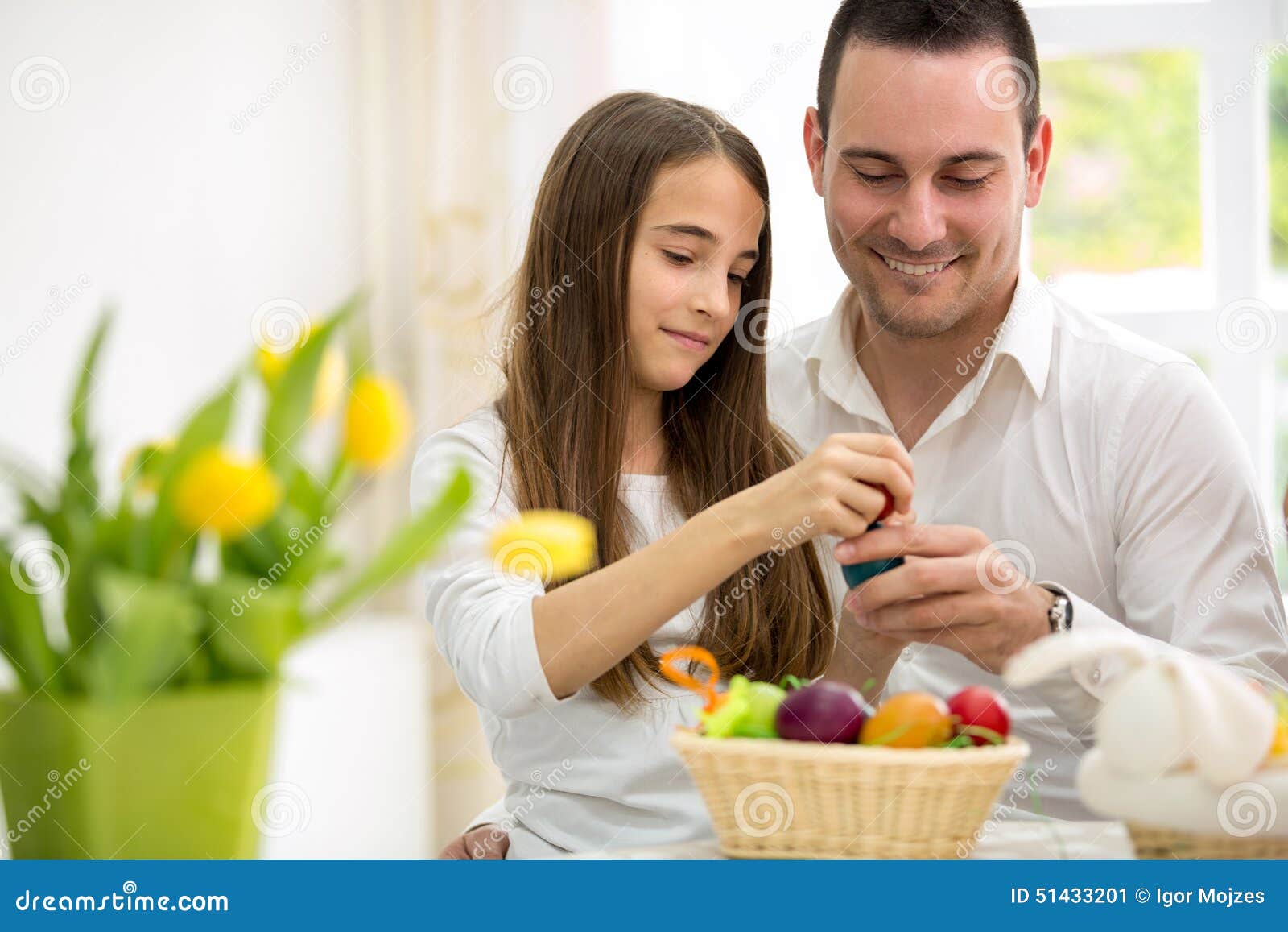 Daughter and Father Having Fun with Easter Eggs Stock Image - Image of ...