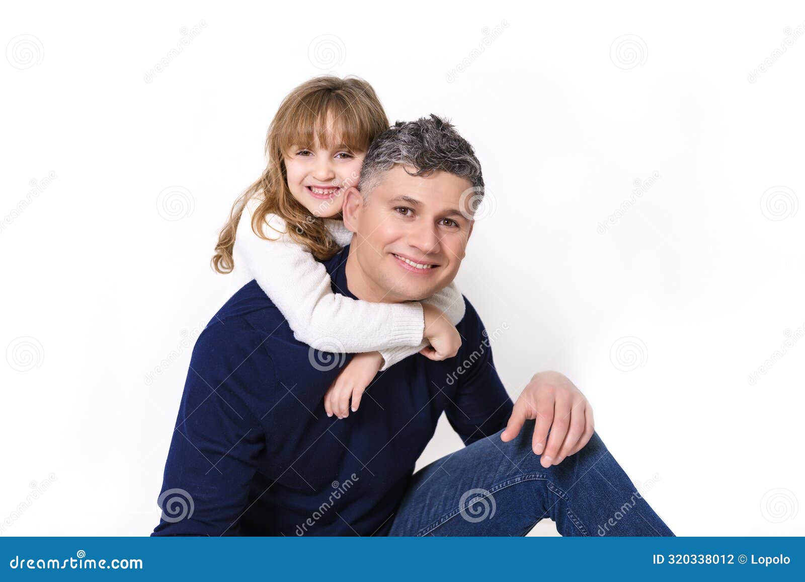 Daughter and Father Having Gun on Studio Portrait Stock Photo - Image ...