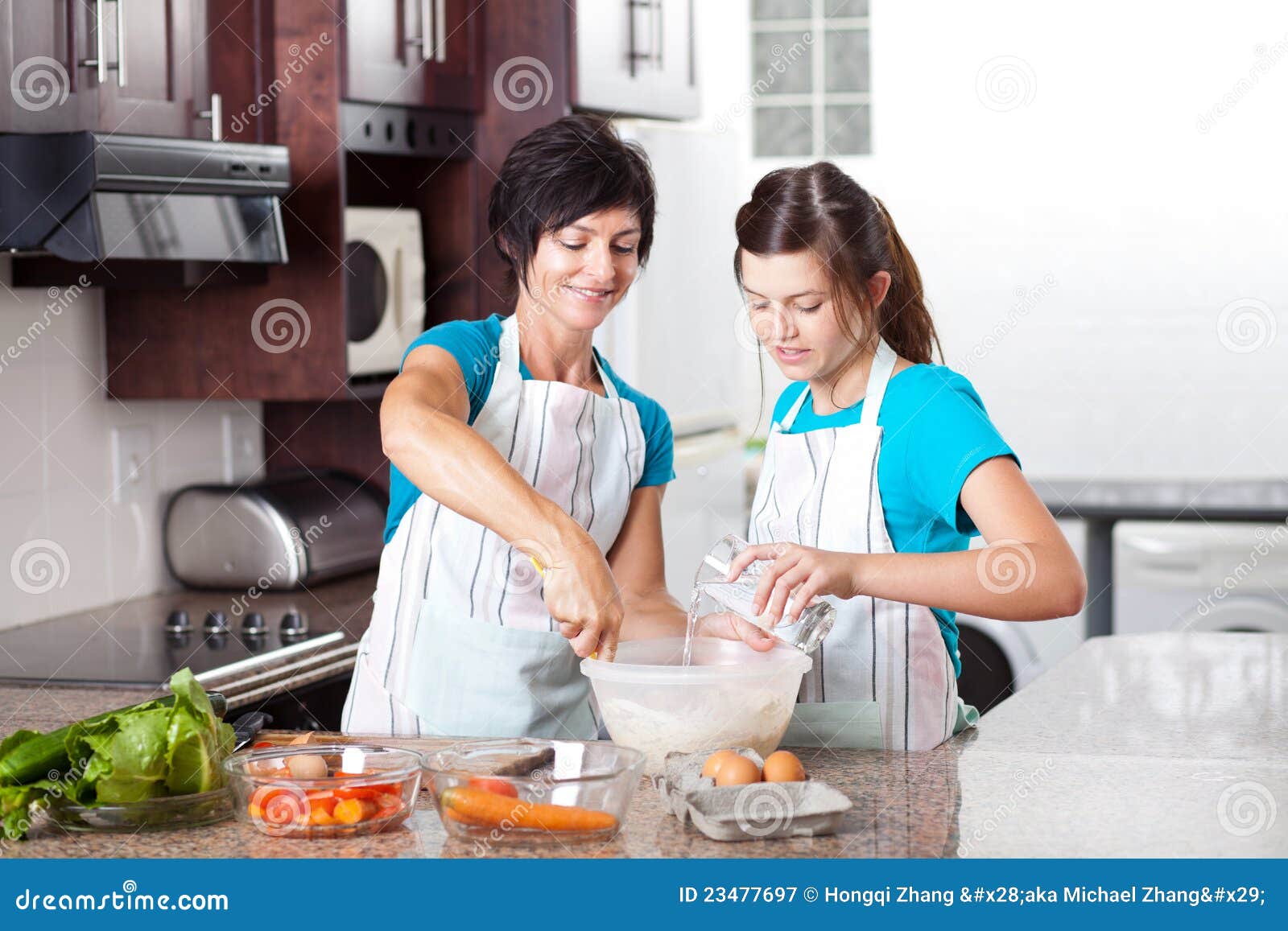Daughter Helping Mother Baking Stock Image - Image of lady, adult: 23477697