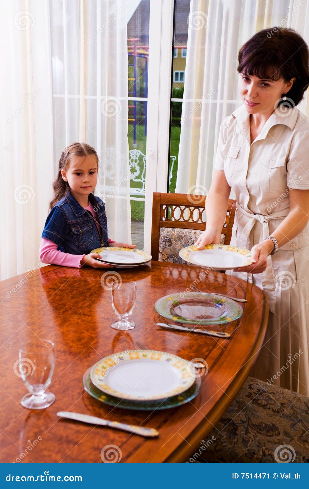 Daughter Mom Setting Table Stock Photos - Free & Royalty-Free Stock ...