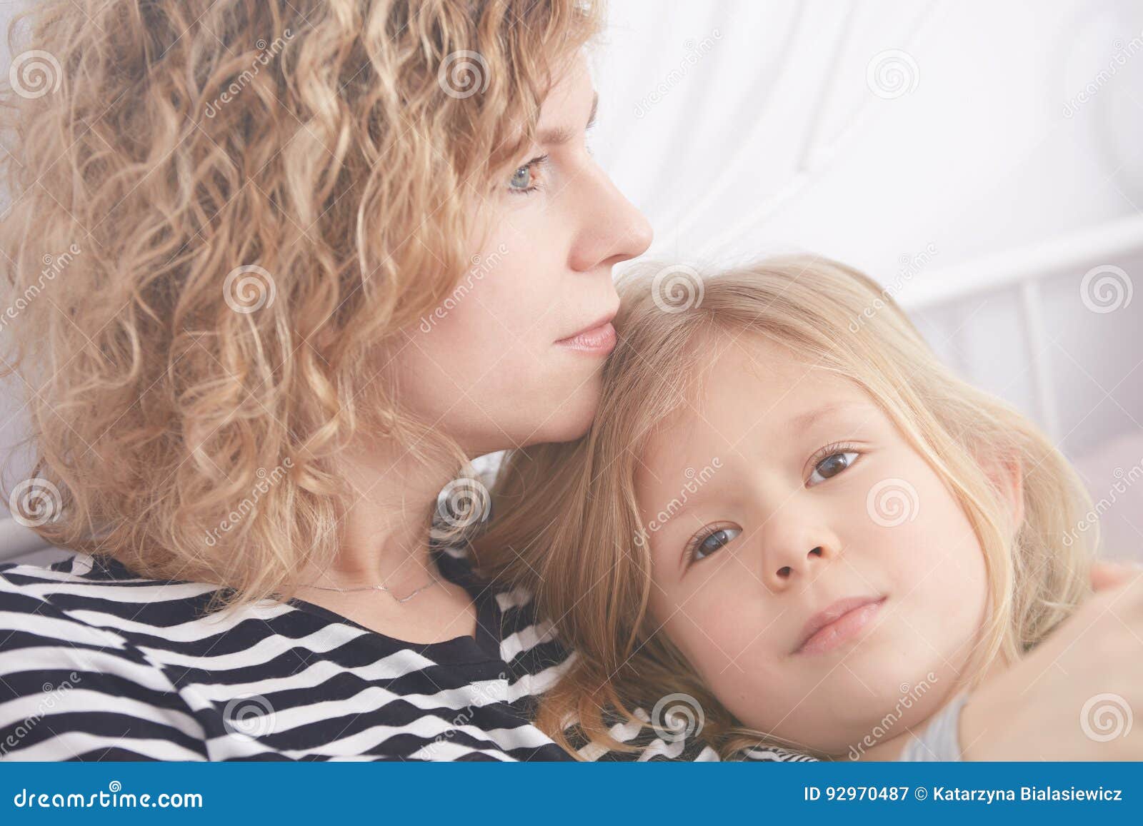 Daughter and mom thinking stock image. Image of bright - 92970487