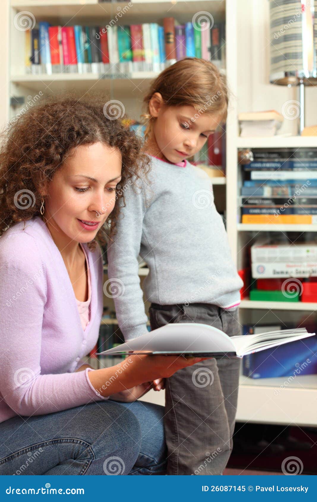 Mother And Her Son Read Book Royalty-Free Stock Image | CartoonDealer ...
