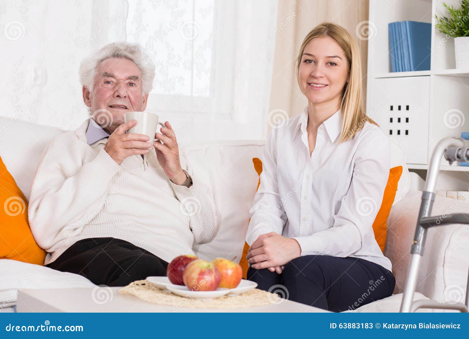 Daughter with Old Ill Father Stock Image - Image of positive, geriatric ...