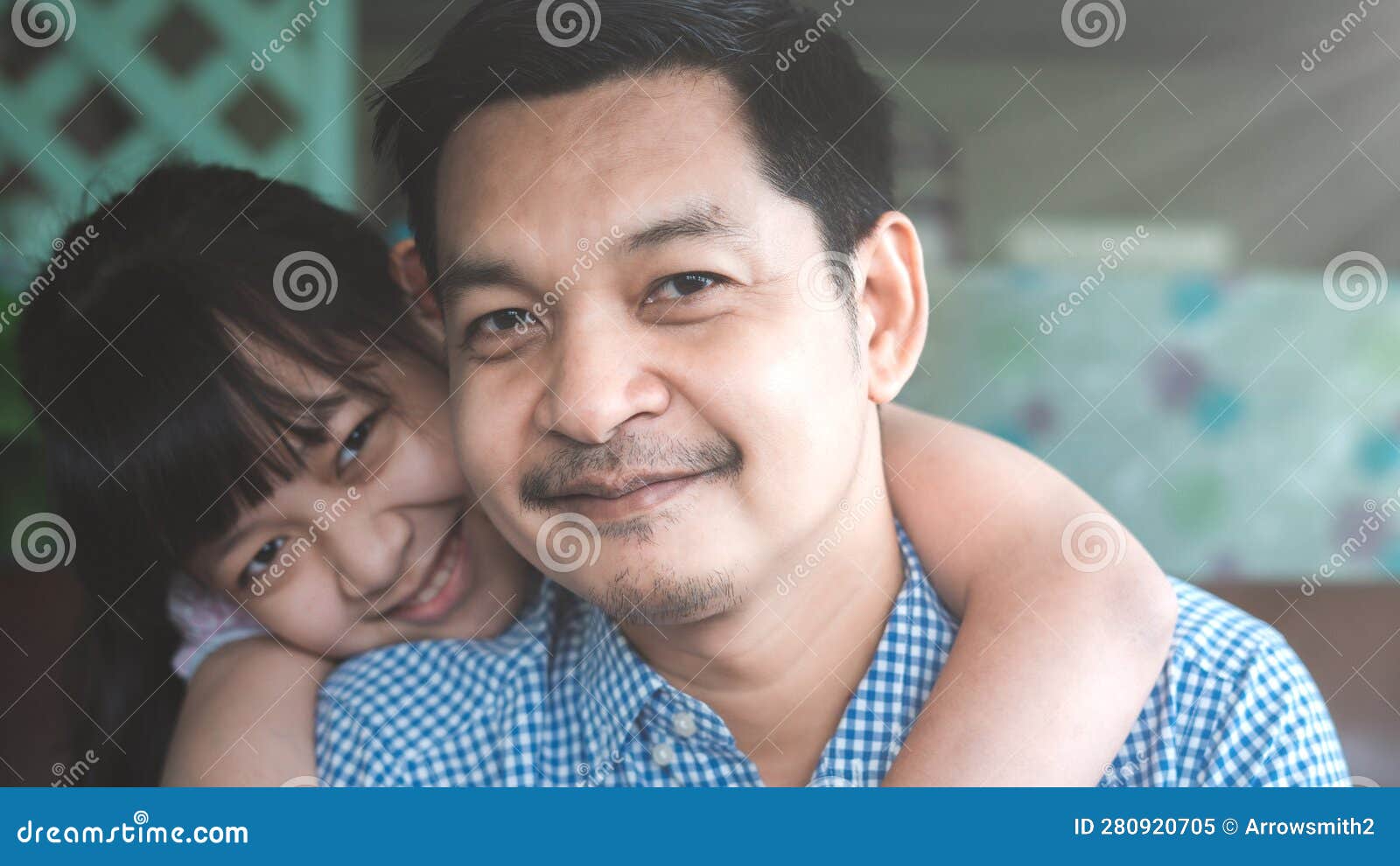 Daughter Smiling Happily Hugging Dad on Father S Day Stock Image ...