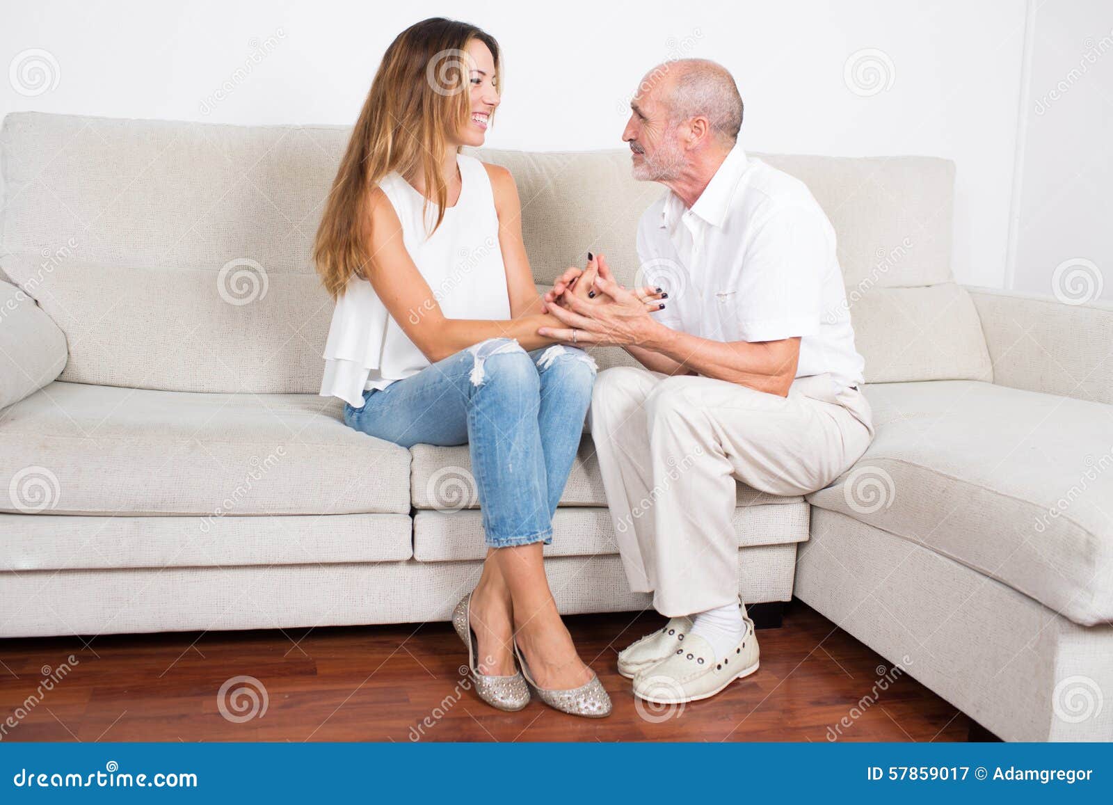 Daughter Talking with Her Father Stock Image - Image of parents ...