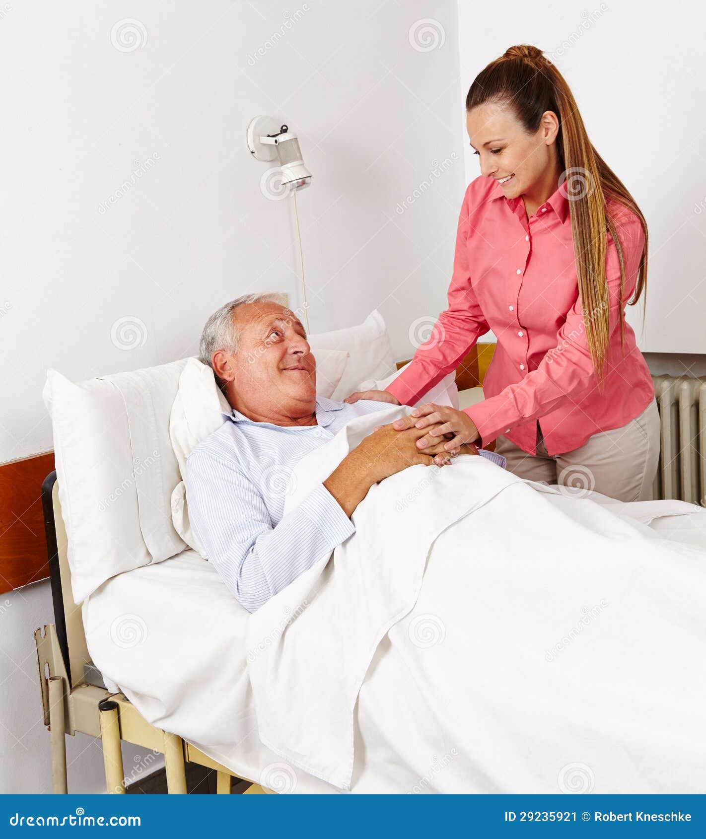 Daughter Vising Father at Sickbed Stock Image - Image of kinship ...