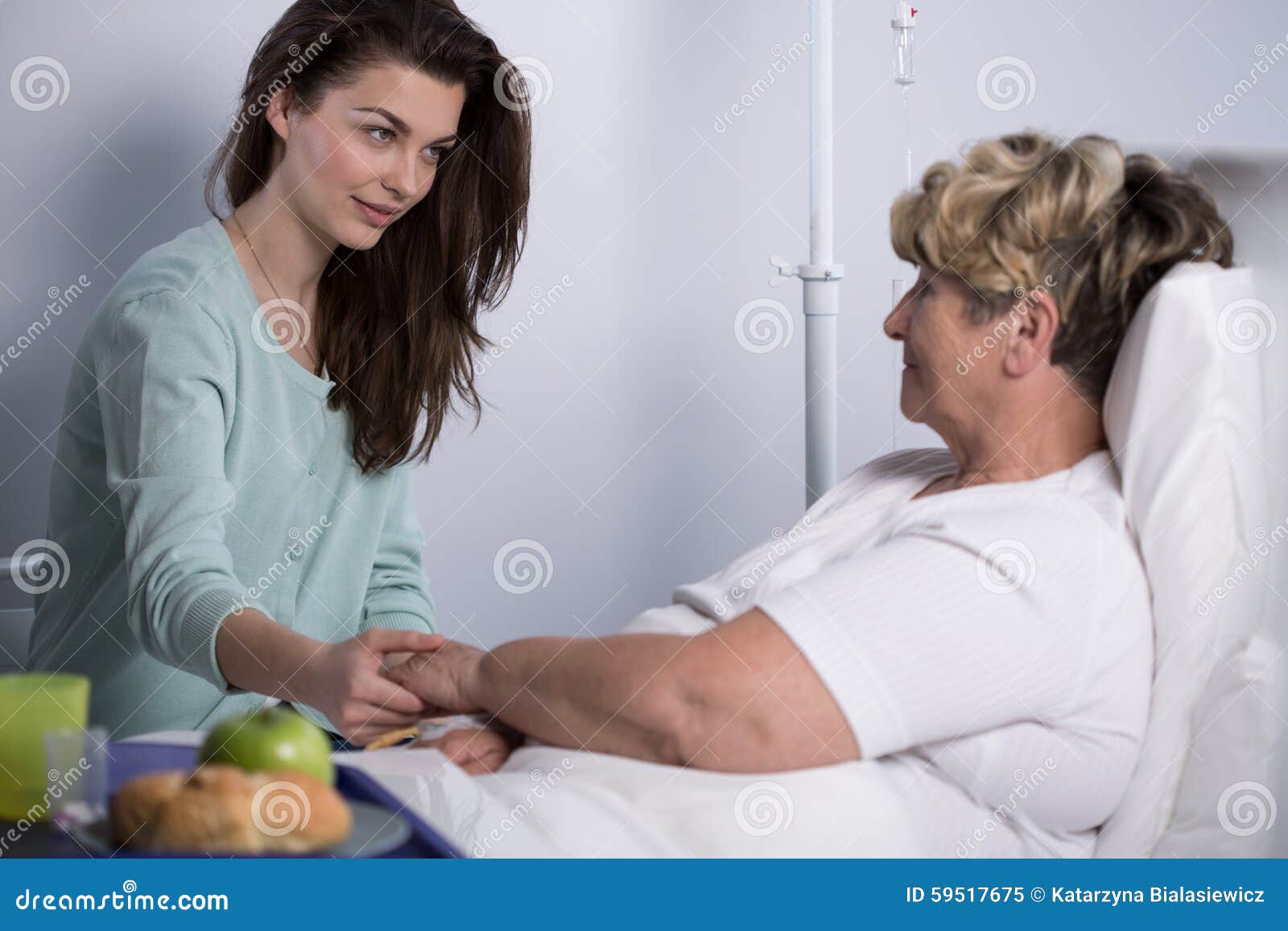 Daughter visiting her mom stock image. Image of elderly - 59517675