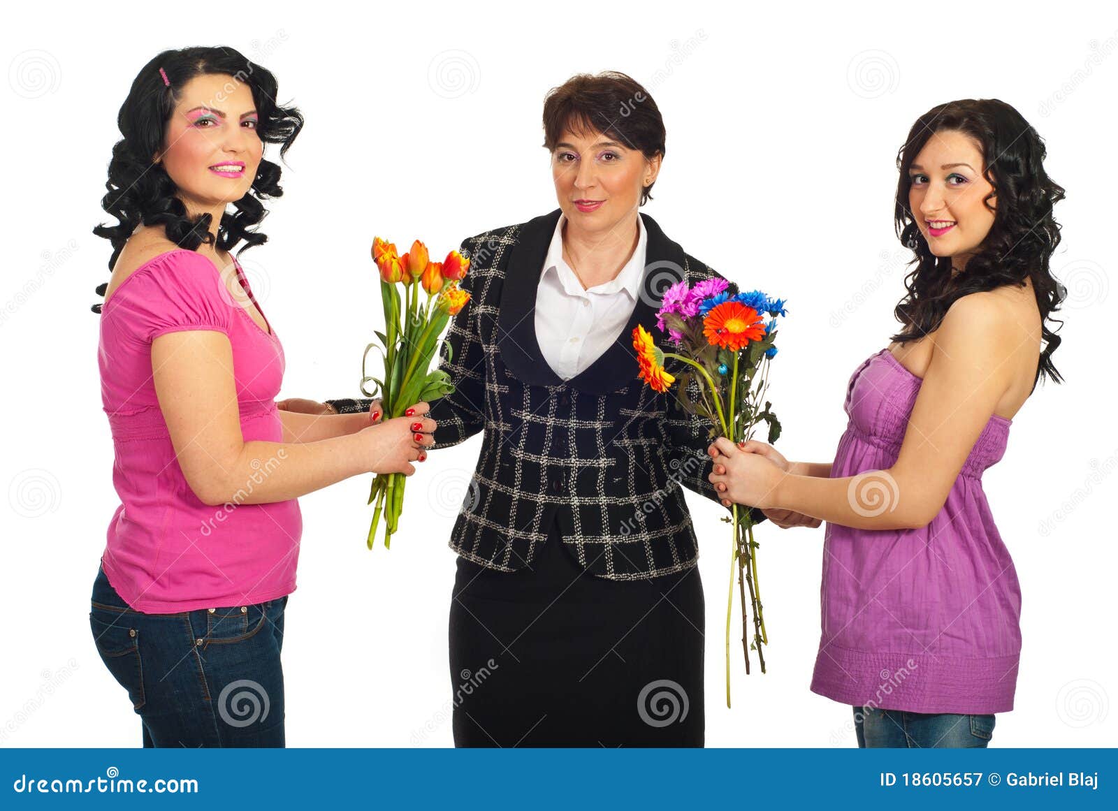 Man Offering Flowers To Charming Woman Royalty-Free Stock Image ...