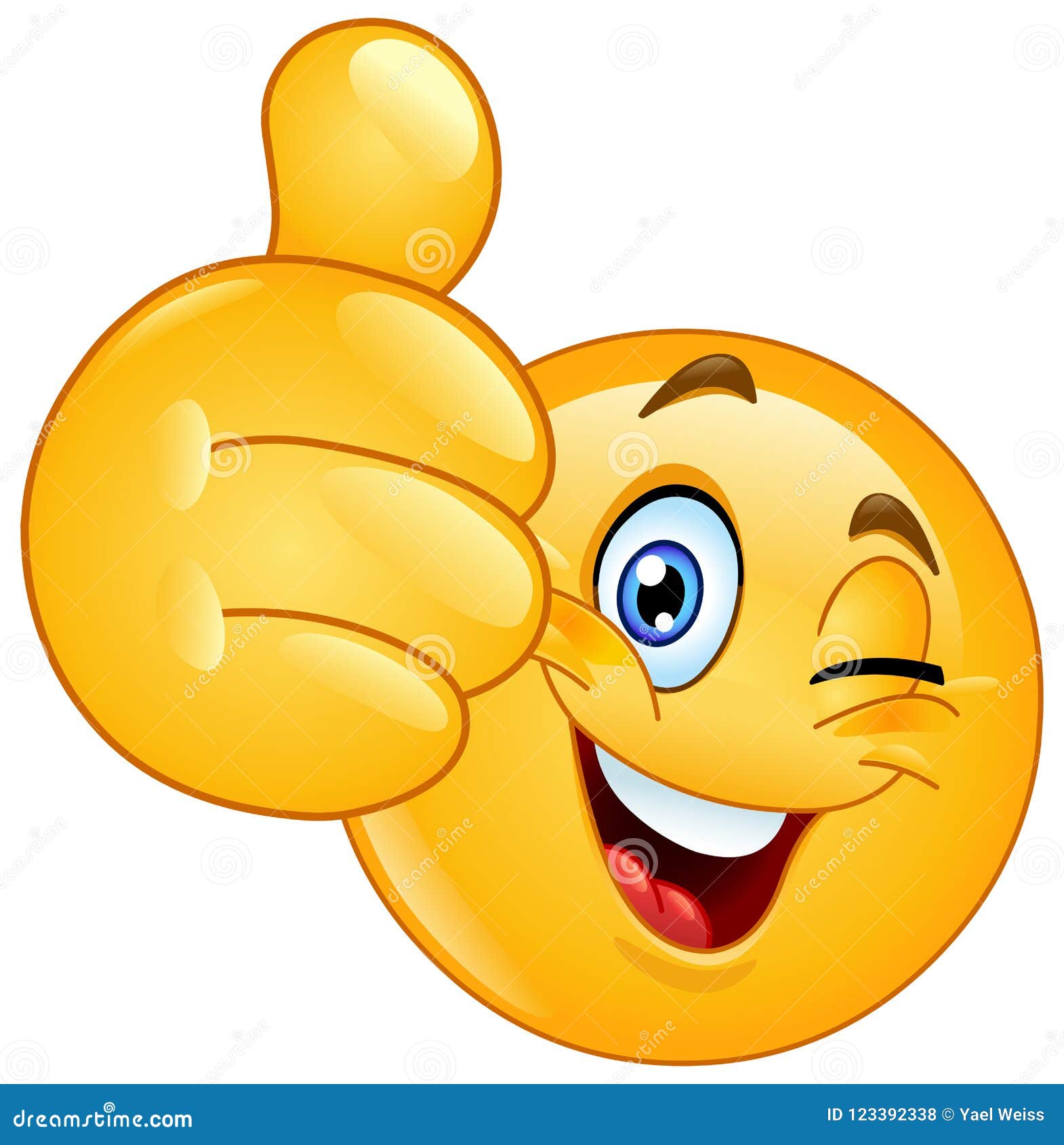 Daumen, Der Oben Emoticon Blinzelt Vektor Abbildung - Illustration von ...