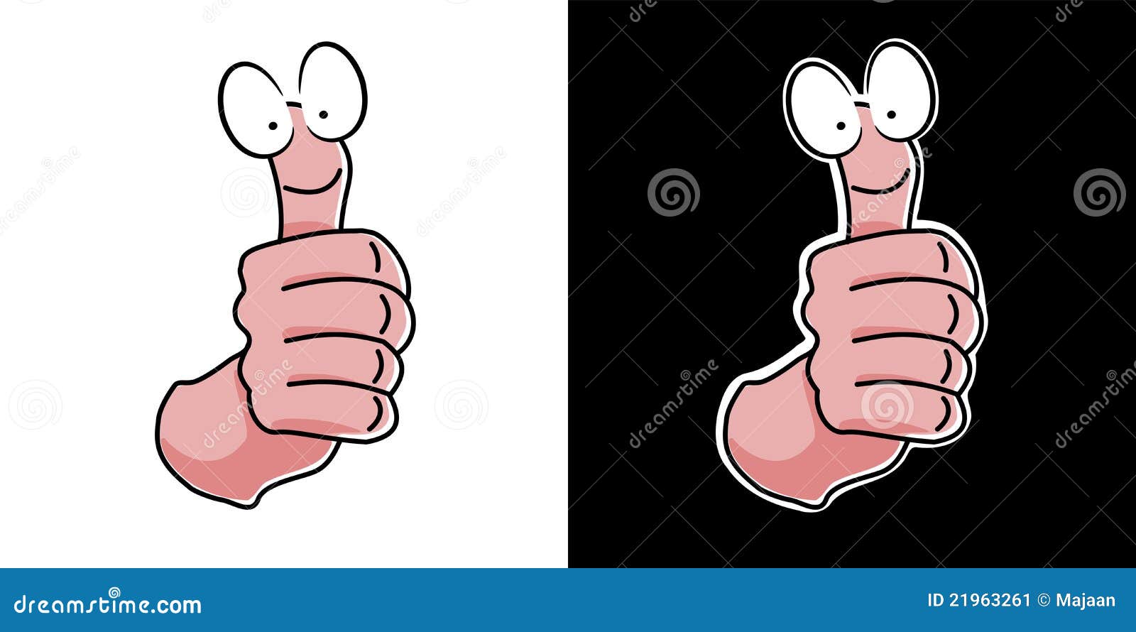 Daumen Oben Mit Lustigem Gesicht Vektor Abbildung - Illustration von ...