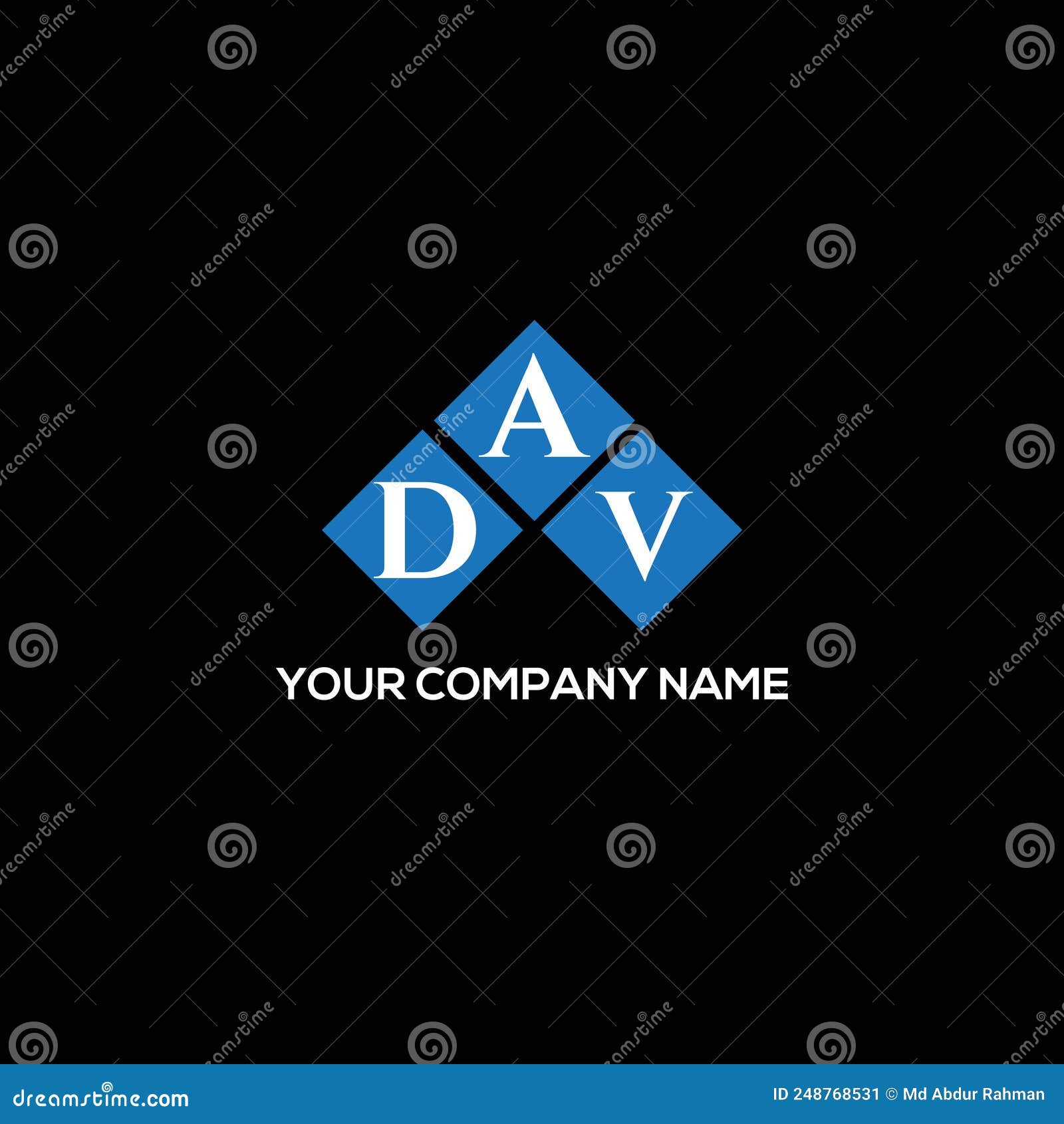 DAV Letter Logo Design on BLACK Background. DAV Creative Initials ...