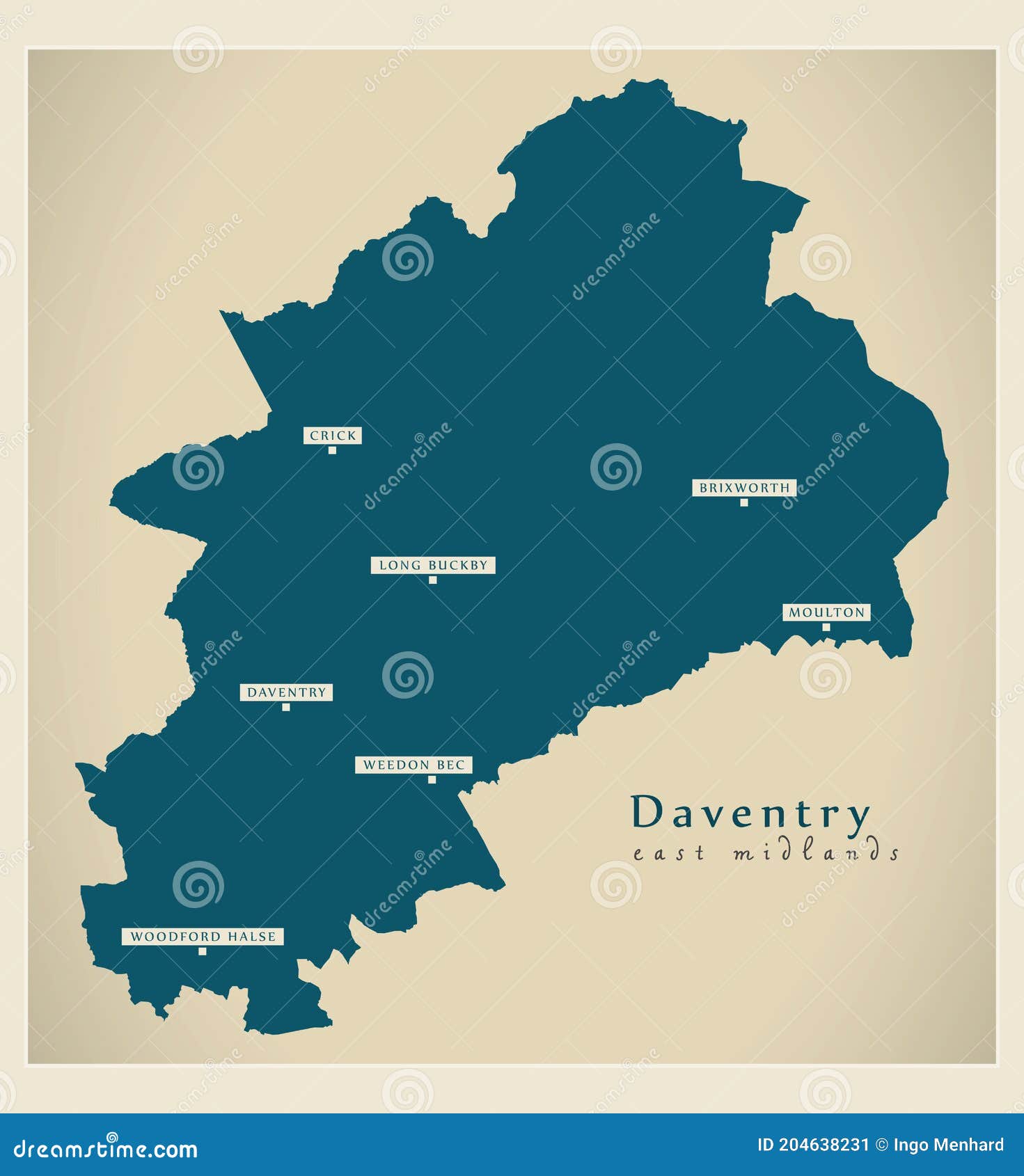 Daventry District Map - England UK Stock Vector - Illustration of east ...