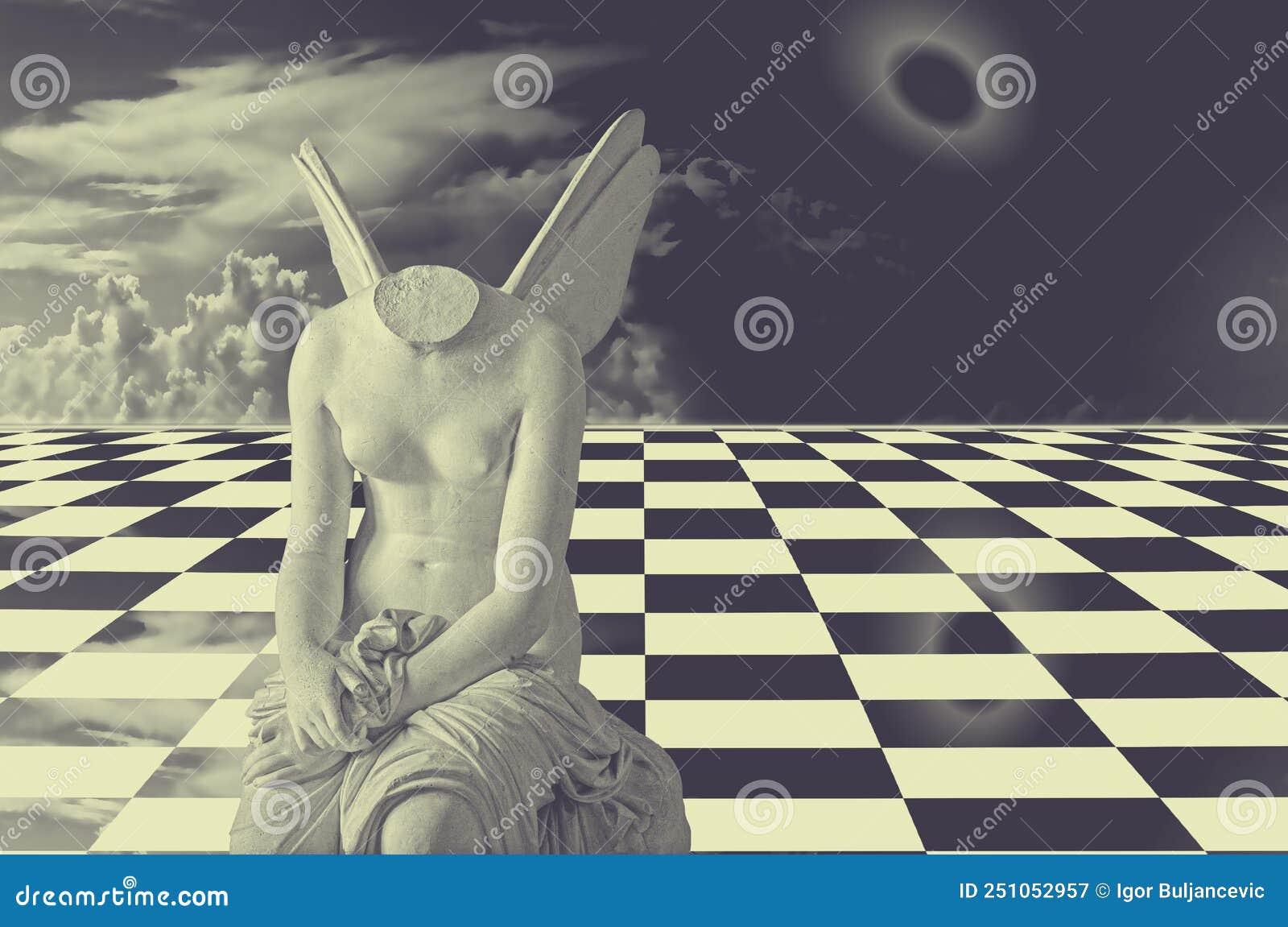 3D Model of Angel on a Checkered Background. Vaporwave Aesthetics and ...