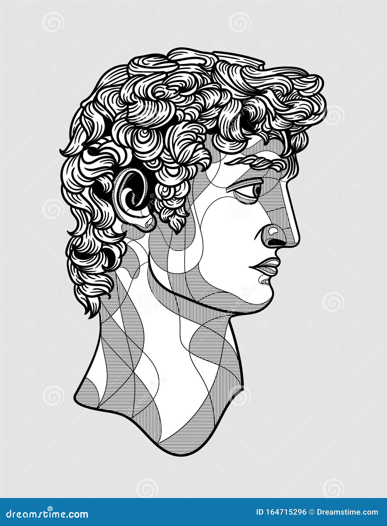 David Classical Sculpture. Black and White Style Stock Illustration ...
