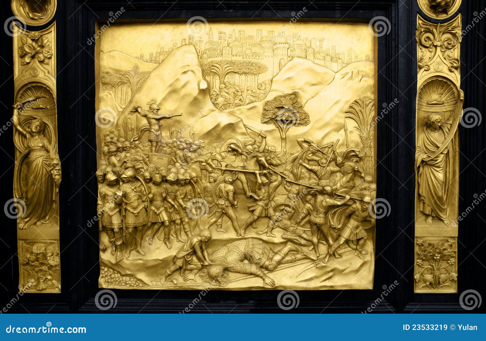 David; Fallen Goliath, Gates of Paradise, Florence Stock Image - Image ...