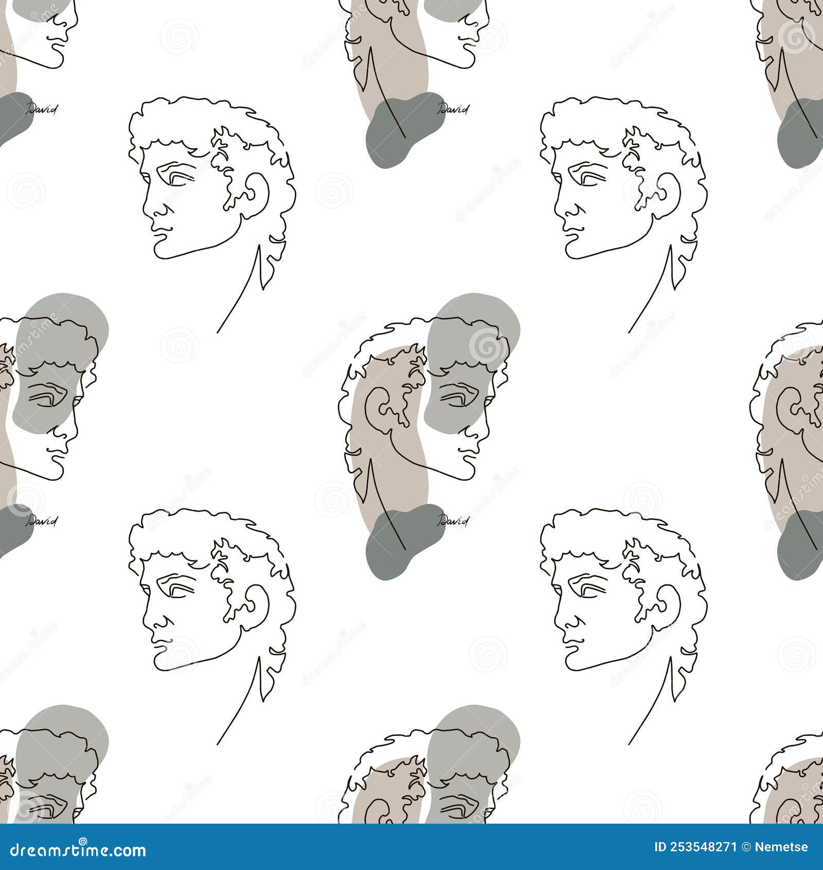 David Head Antique Statue Seamless Pattern Stock Vector - Illustration ...