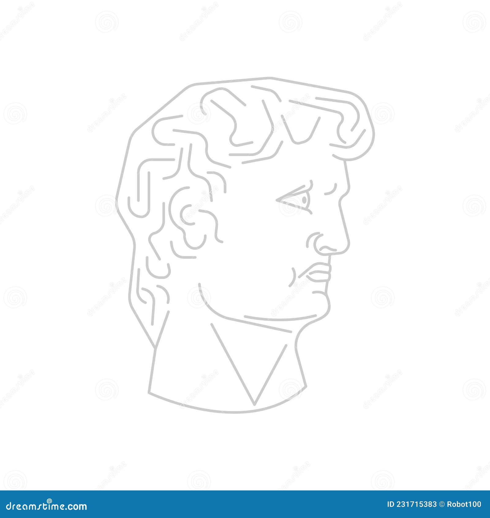 David Head Sculpture of Michelangelo. Renaissance Statue Stock Vector ...