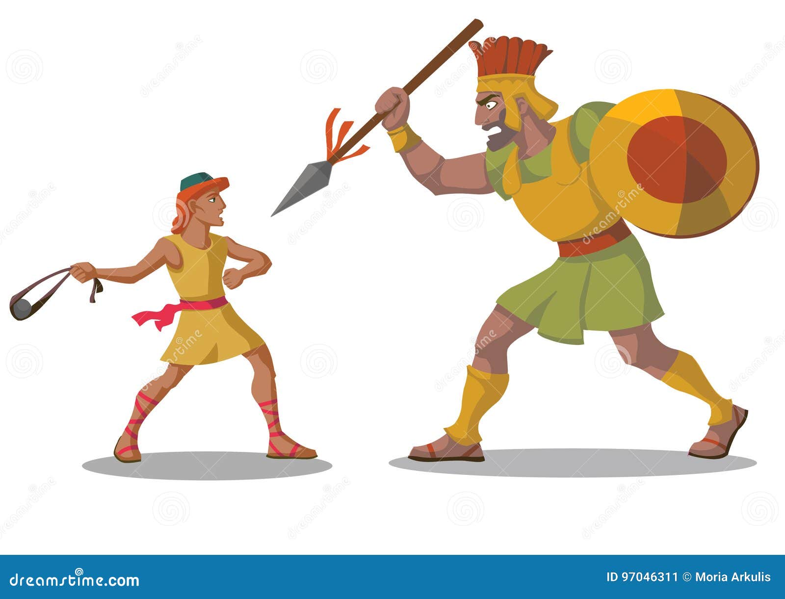 David und Goliath vektor abbildung. Illustration von schwach - 97046311