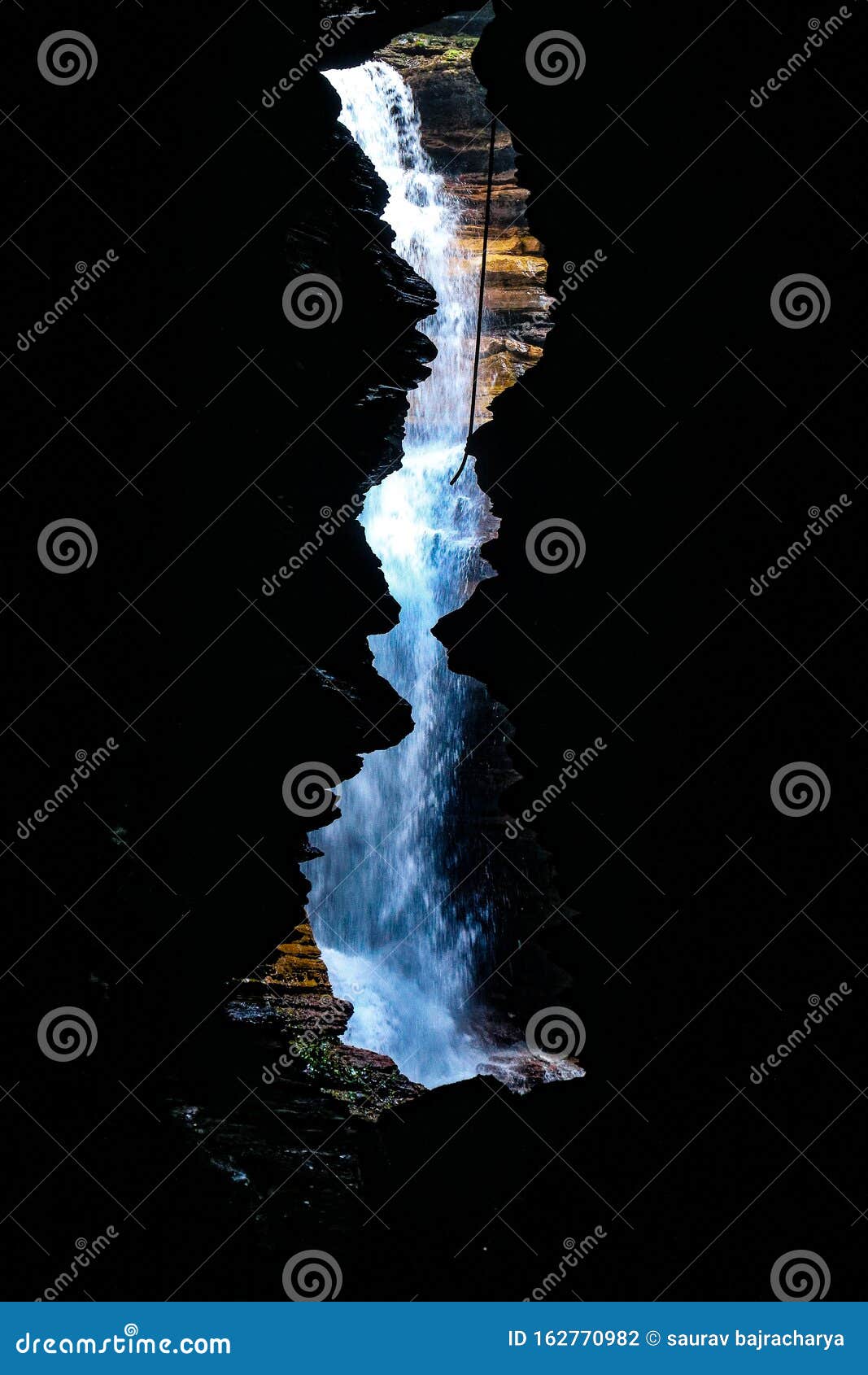 Davis Fall View Inside from Gupteshwor Mahadev Cave. Stock Photo ...