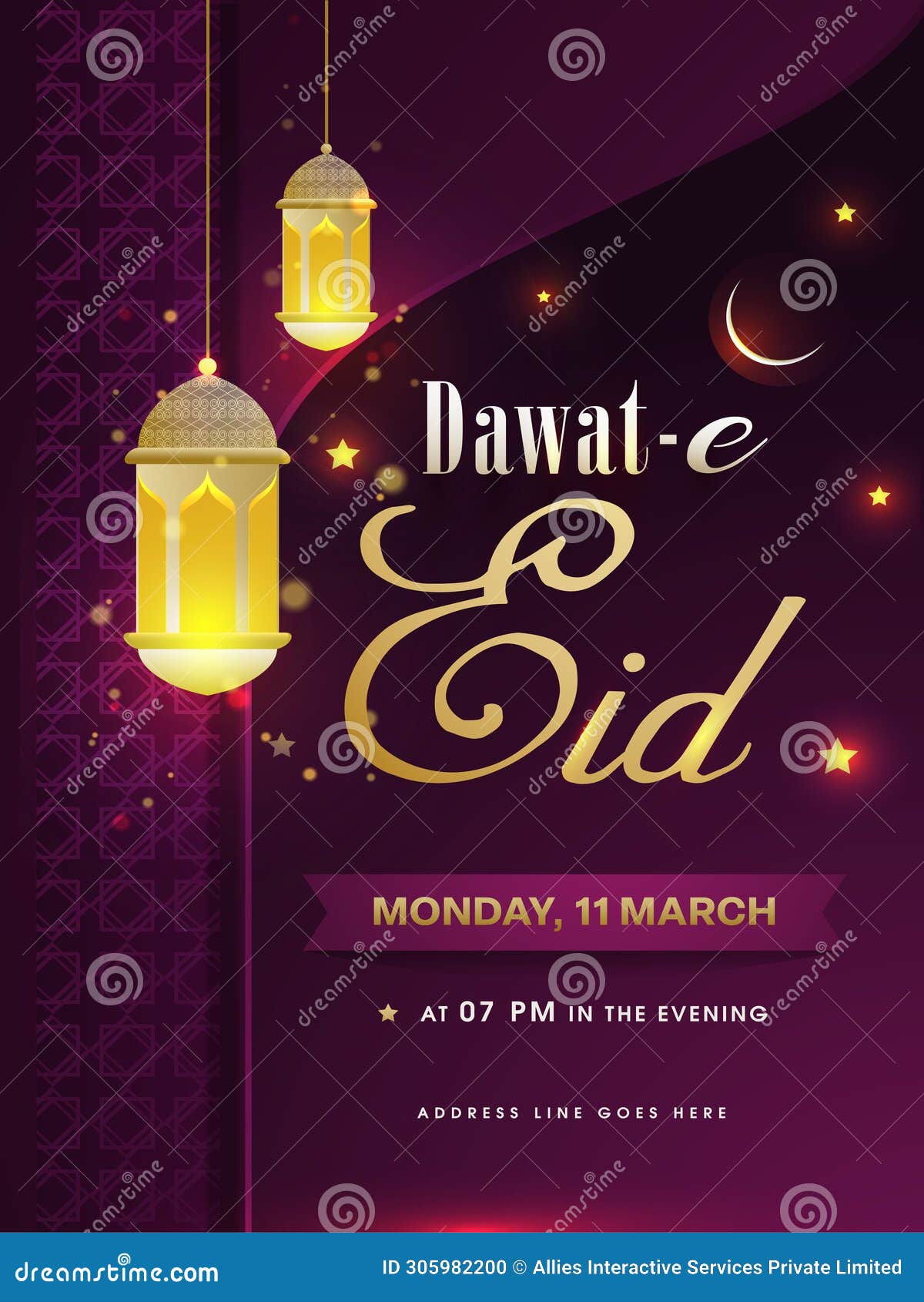Dawat-E- Eid Flyer Or Template Design With Details For Muslim Community ... Dawat-E- Eid Flyer Or Template Design With Details For Muslim Community ...
