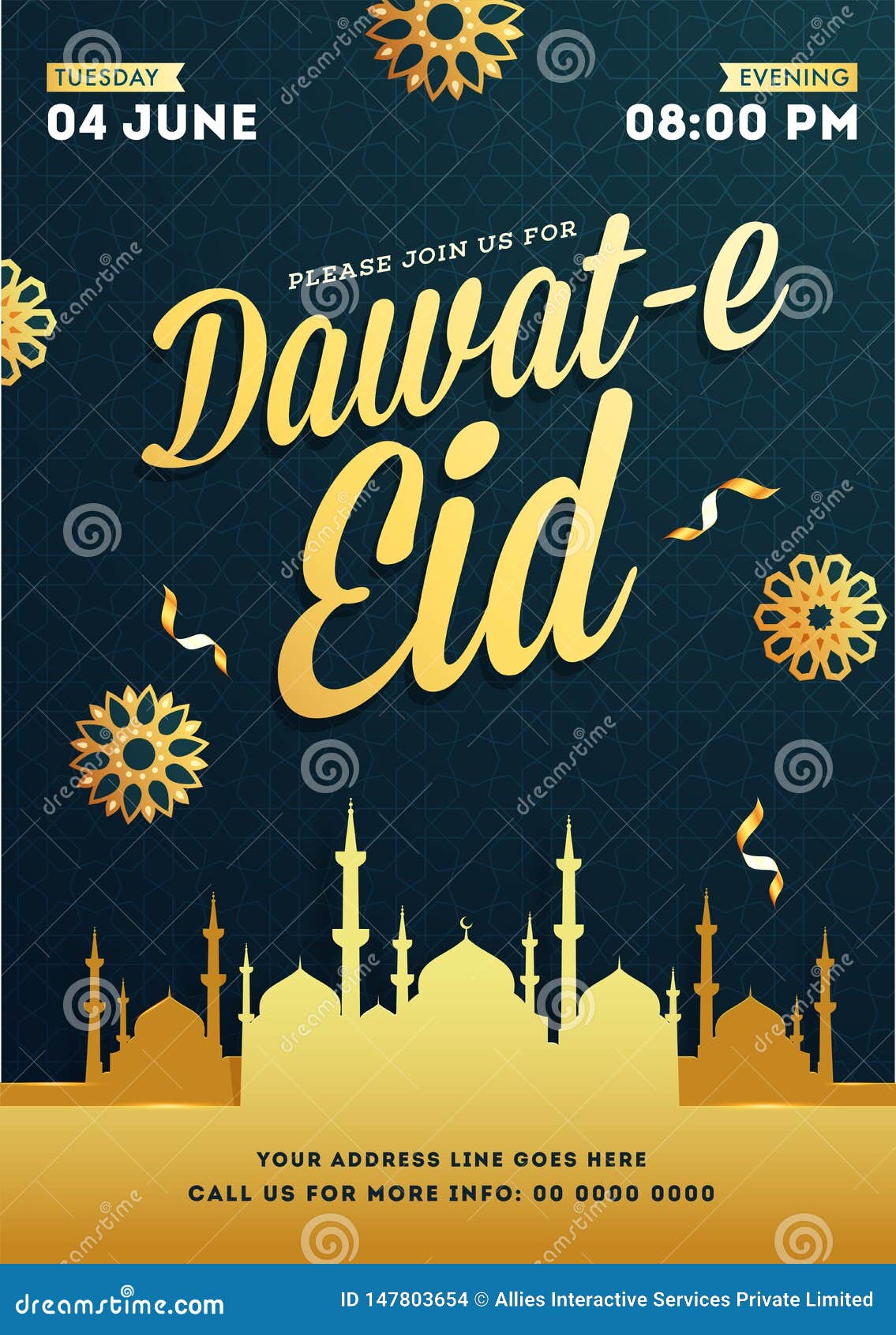 Dawat-E-Eid Invitation Card for Iftar Stock Illustration - Illustration ...