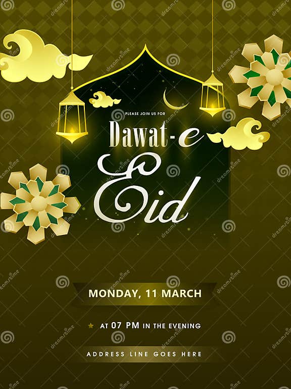 Dawat-E-Eid Party Invitation Card, Template or Flyer Design with Event ... Dawat-E-Eid Party Invitation Card, Template or Flyer Design with Event ...