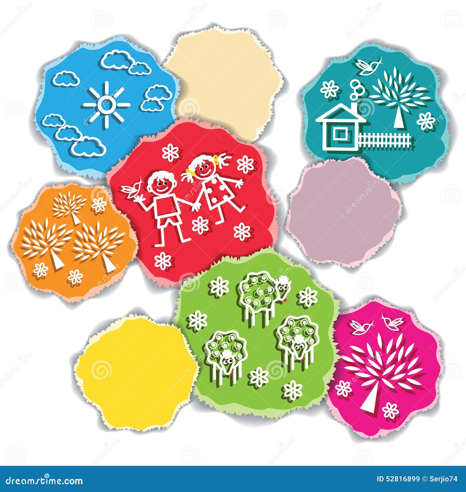 Dawings of the Elements of Rural Landscape. Stock Vector - Illustration ...