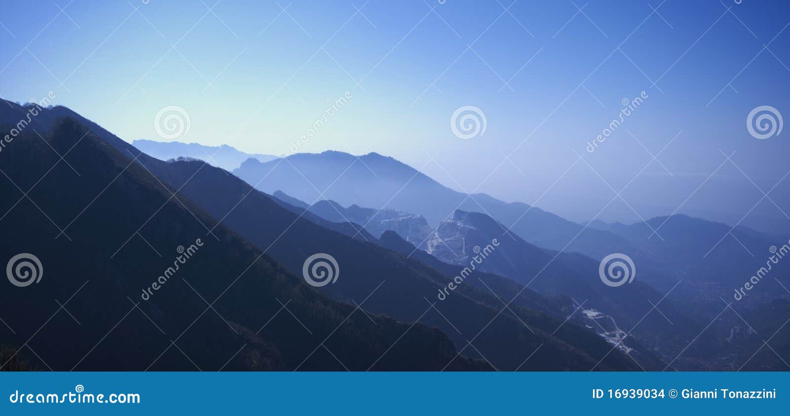 Dawn in Apuan Alps, Carrara, Italy Stock Photo - Image of horizontal ...