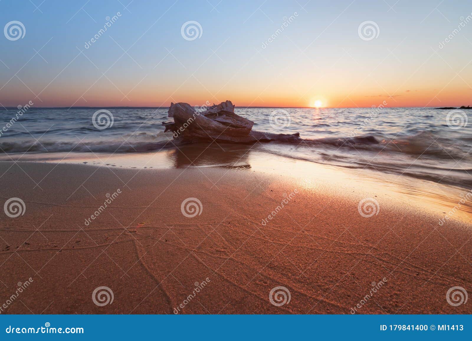 Dawn on the beach stock photo. Image of water, fabulous - 179841400