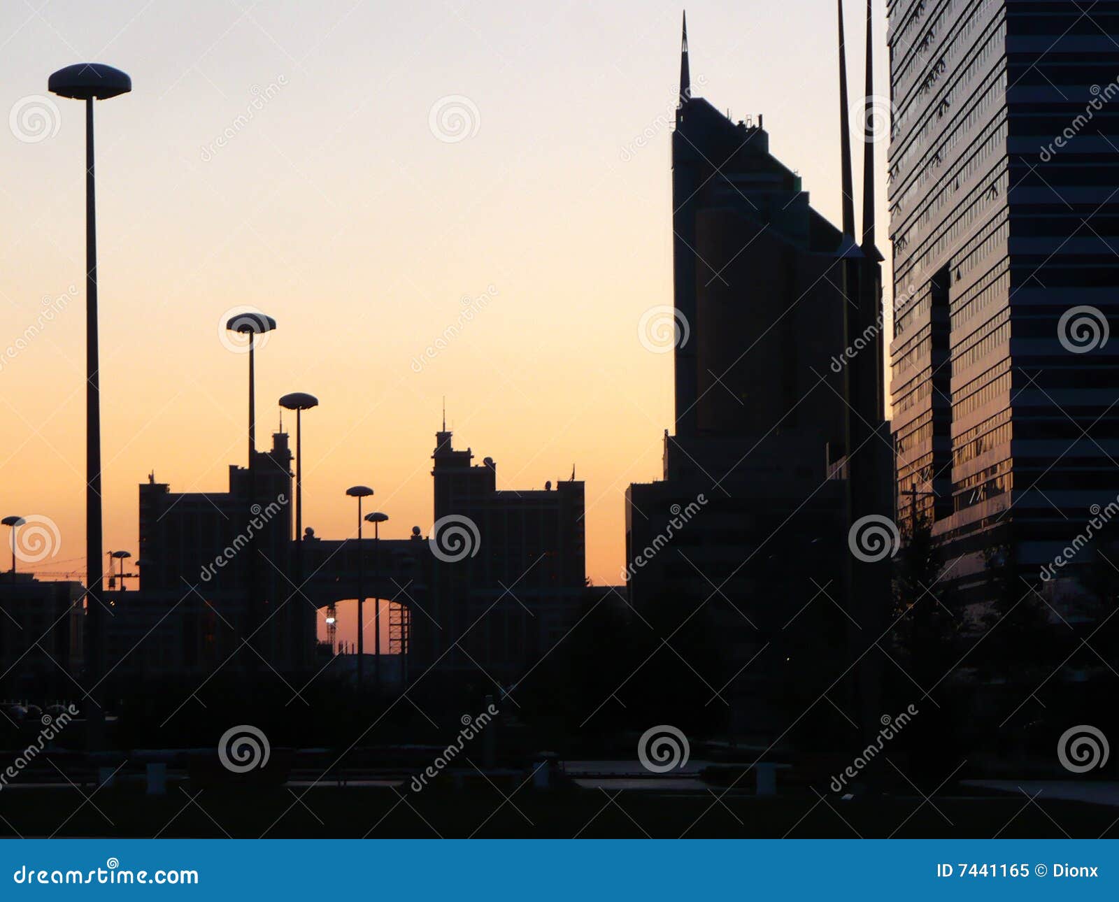 Dawn in city stock image. Image of erect, night, plumbing - 7441165