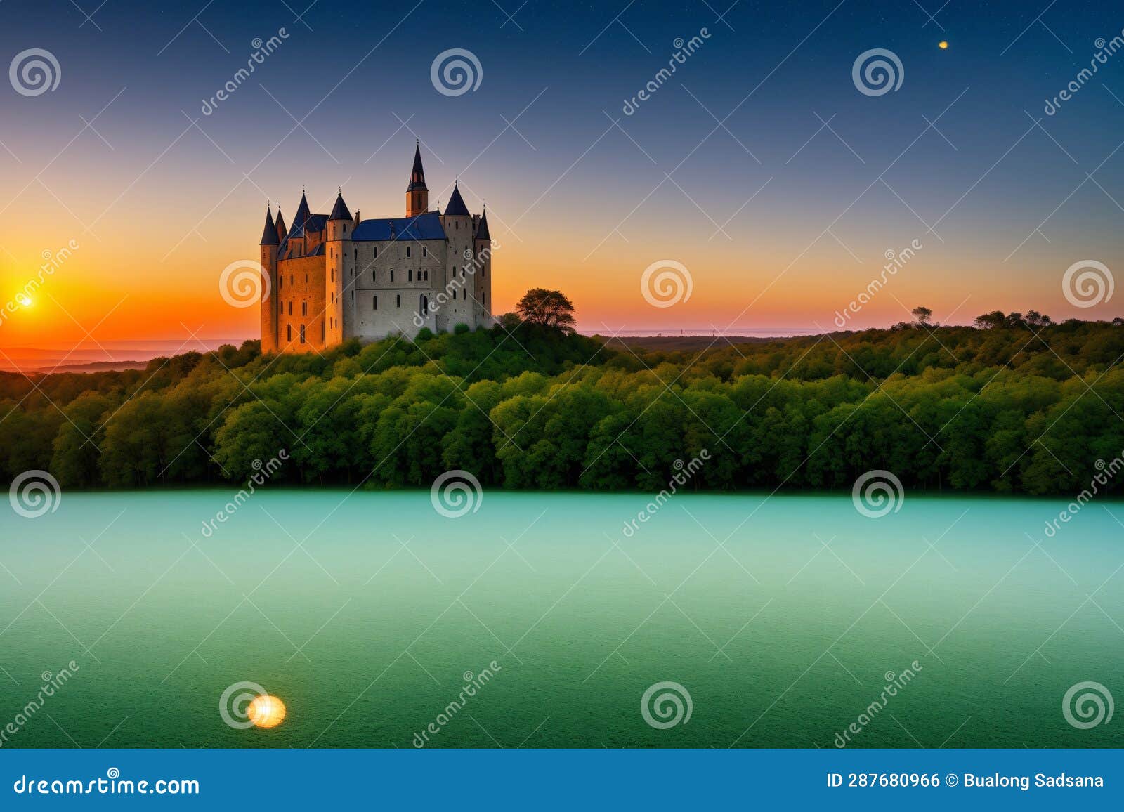 Dawn without clouds. stock illustration. Illustration of nature - 287680966